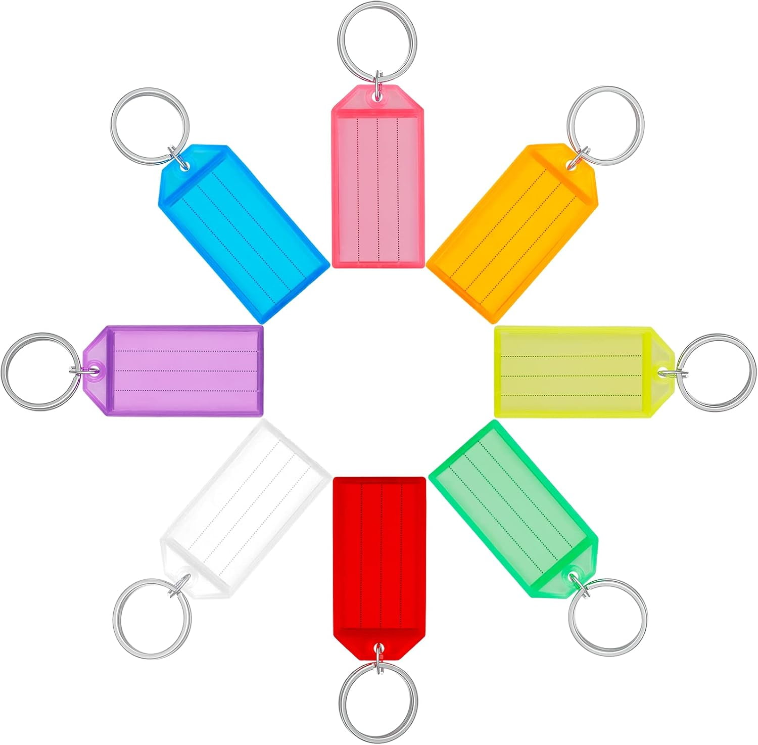 Uniclife 20 Pack Tough Plastic Key Tags with Split Ring Label Window ...