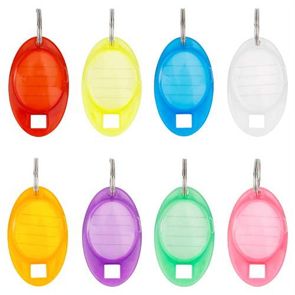 Uniclife 24 Pieces Tough Plastic Key Tags Oval Shaped Label Tag with ...