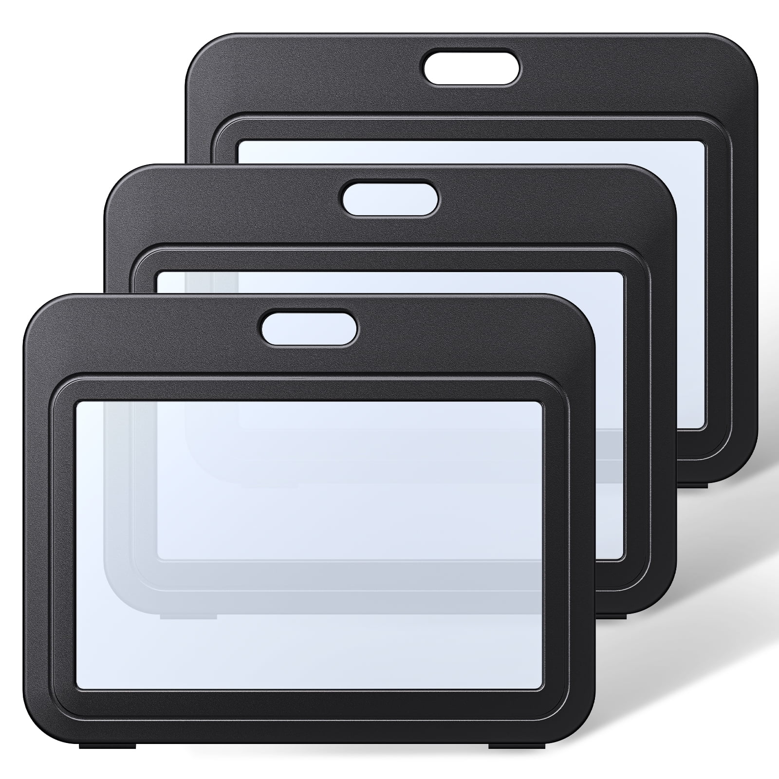 Uniclife ID Badge Holder with Double-sided Windows Horizontal Hard ...