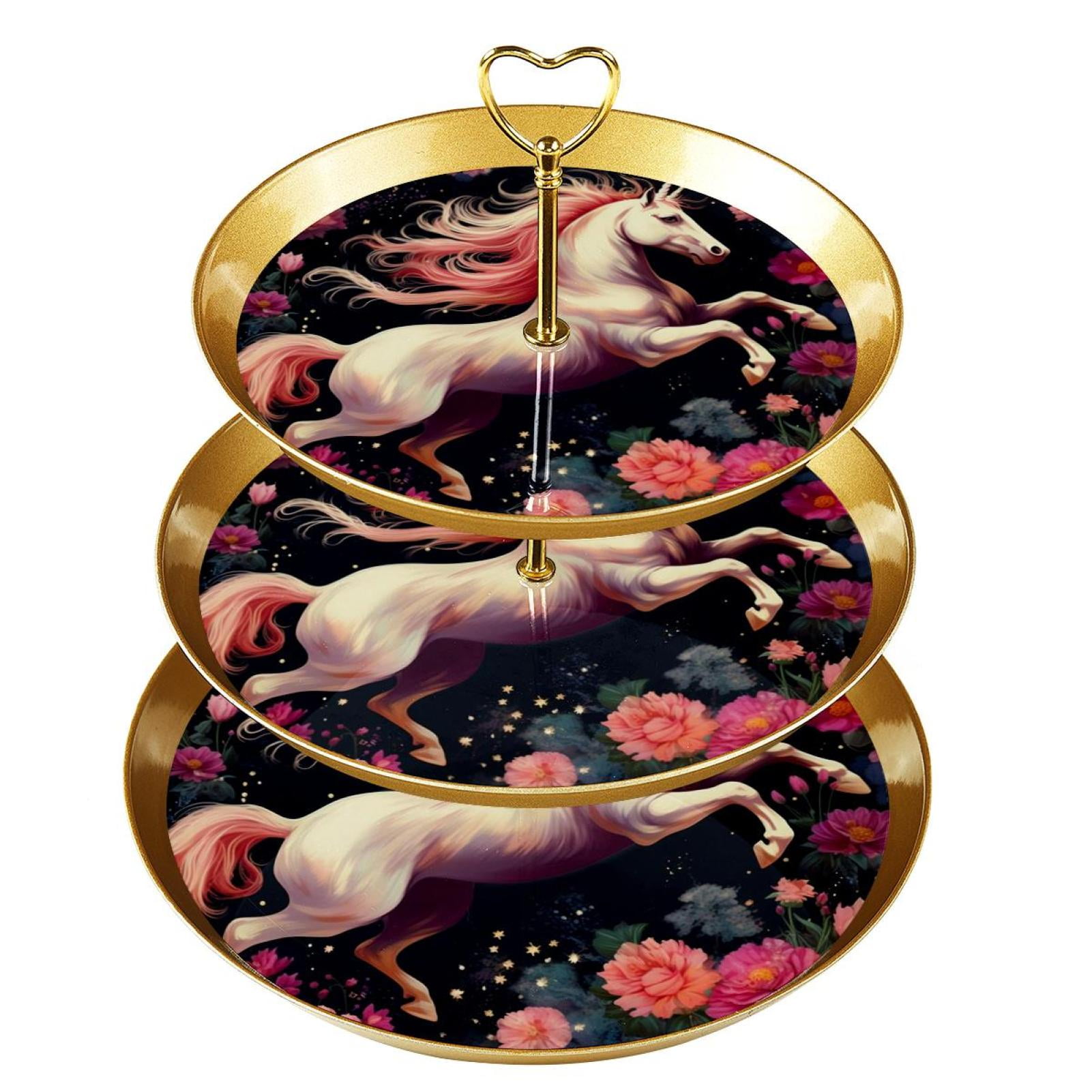 Unicorn 32cm Plastic Discs Cupcake Stand with Iron Pillars | Dessert ...