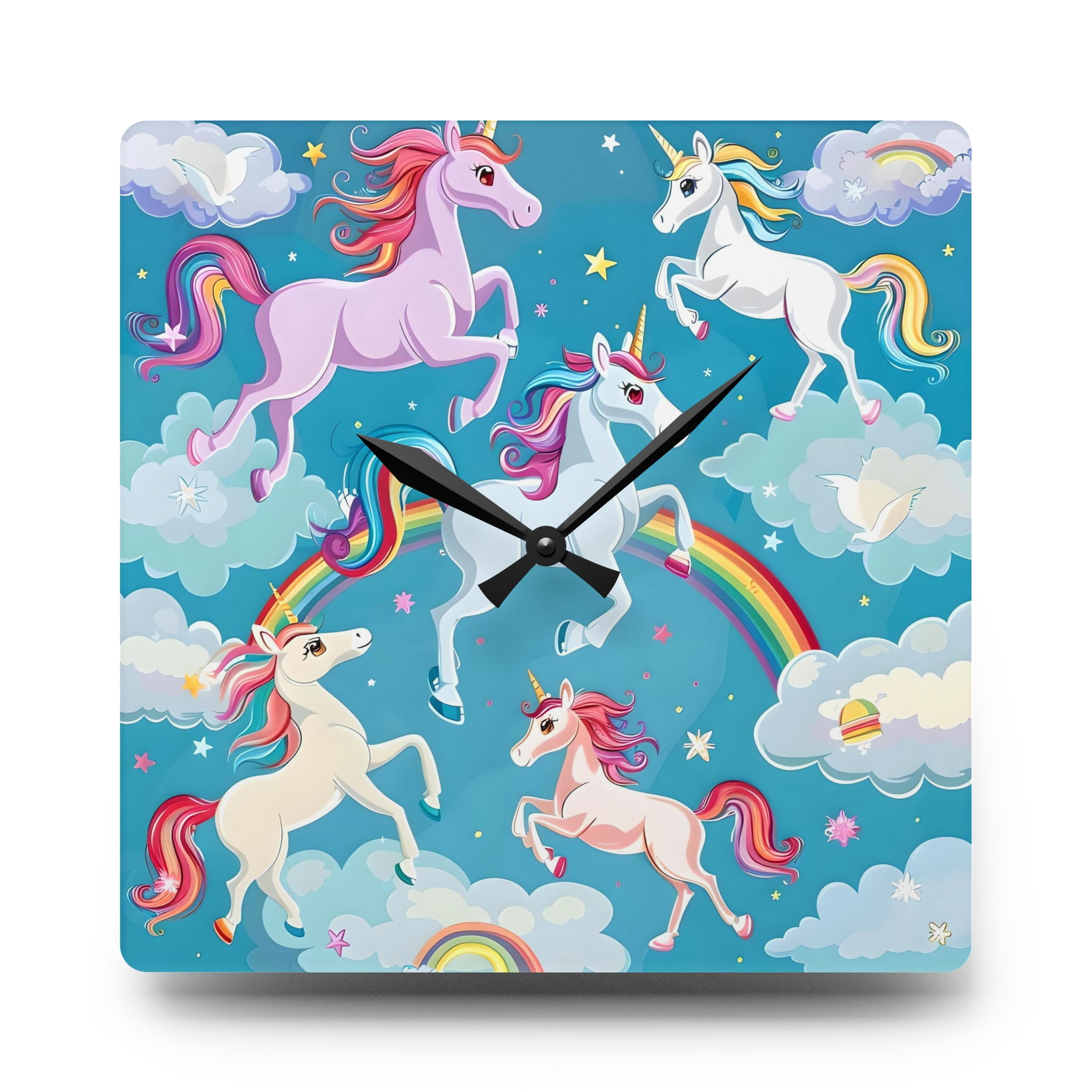 Unicorn Acrylic Wall Clock - Purple Unicorn - Kid's Wall Clock ...