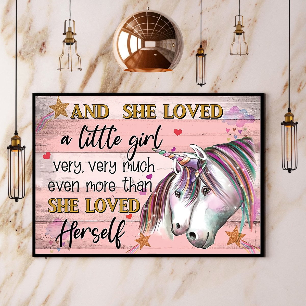 Unicorn And She Loved A Little Girl Paper Poster No Frame Matte Wall ...