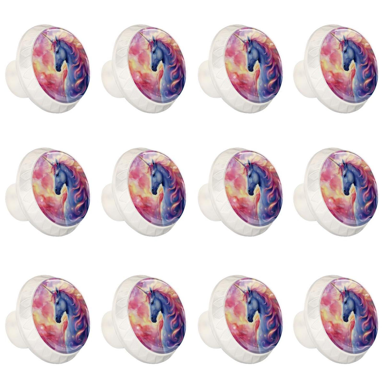 Unicorn Animals 12 Pcs White Round Drawer Pulls with Screws,ABS and ...