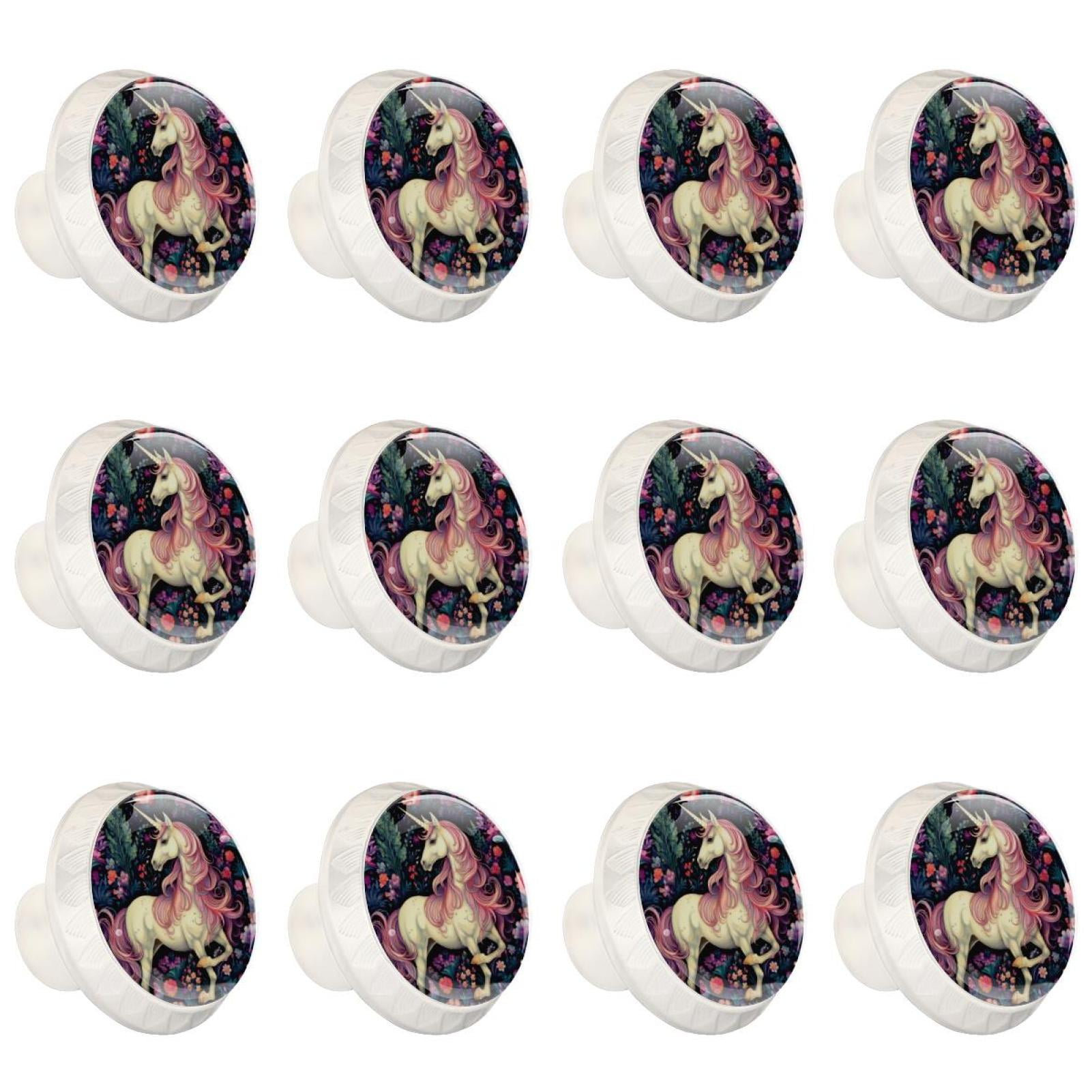 Unicorn Animals 12 Pcs White Round Drawer Pulls with Screws,ABS and ...