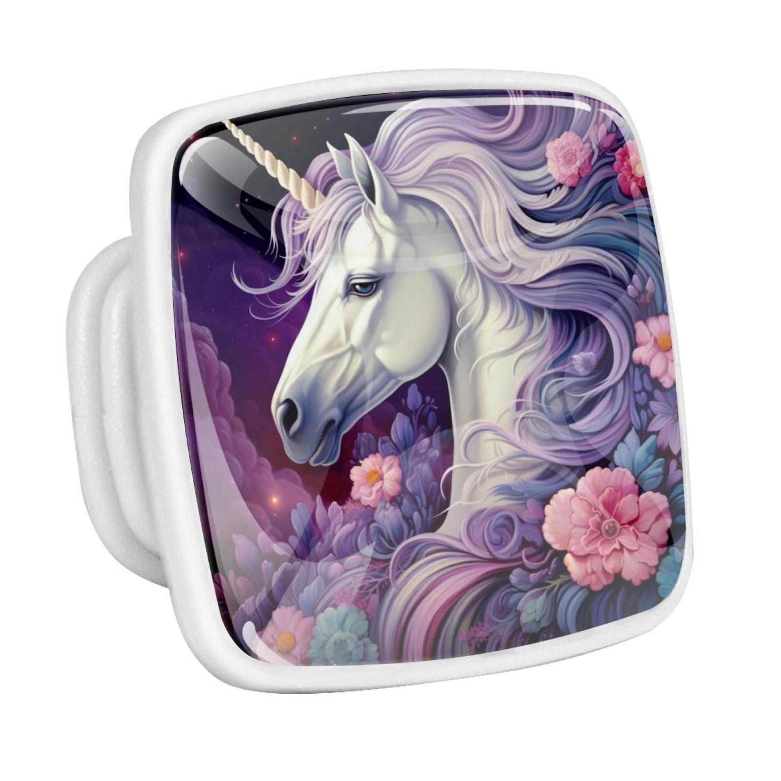 Unicorn Animals Fluorescent Drawer Pulls with Screws Square 4-Pack Glow ...