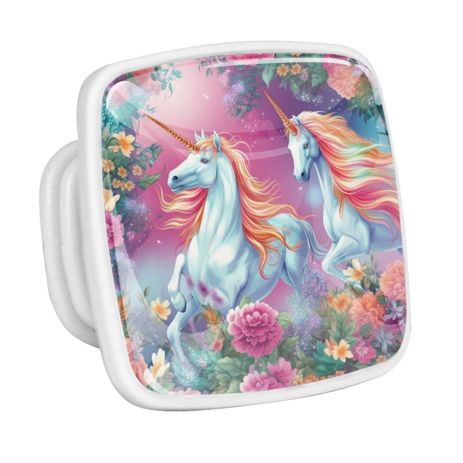 Unicorn Animals Fluorescent Drawer Pulls with Screws Square 4-Pack Glow ...