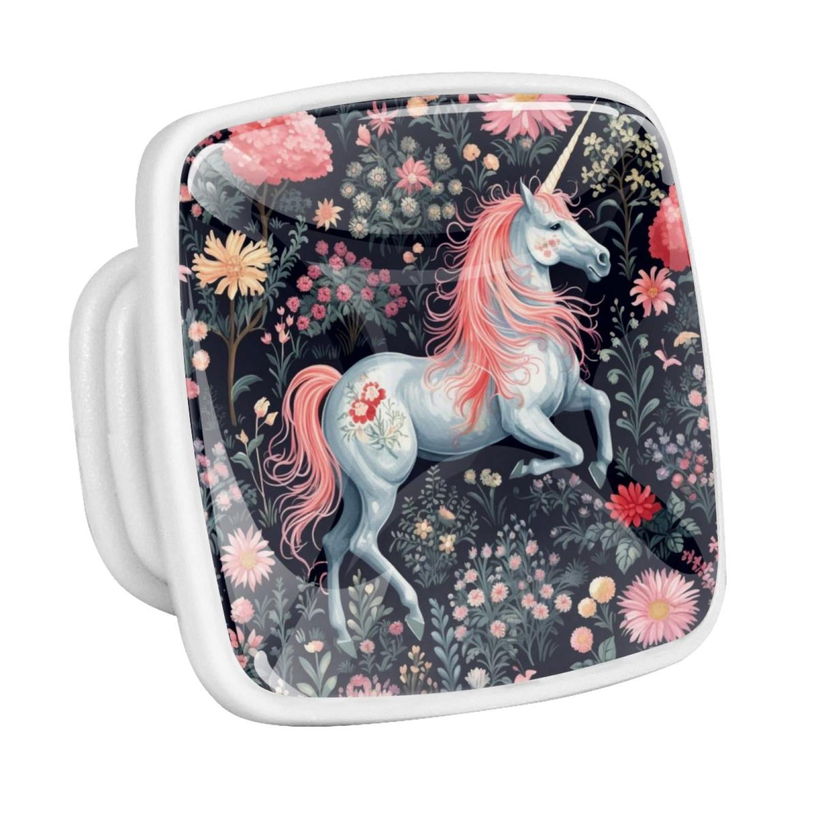 Unicorn Animals Fluorescent Drawer Pulls with Screws Square 4-Pack Glow ...