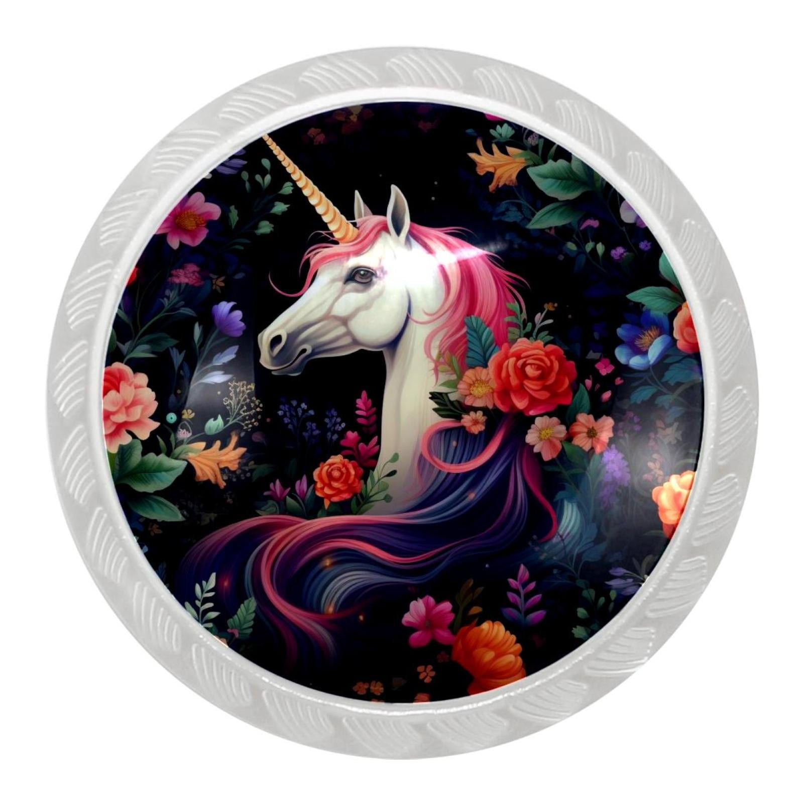 Unicorn Animals Pattern 4 PCS Cabinet Knob Drawer Knob Cabinet Hardware ...