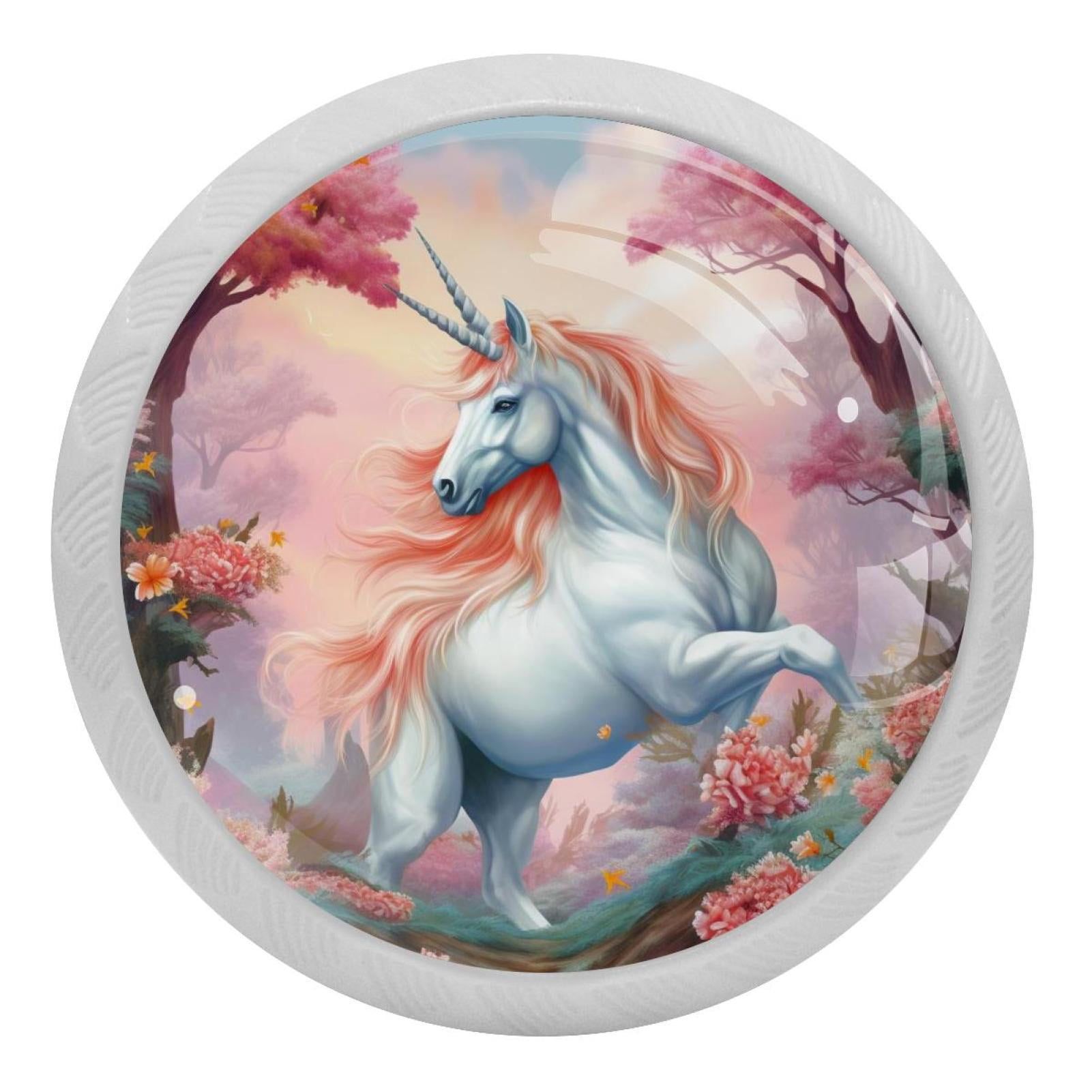 Unicorn Animals Pattern 4PCS Cabinet Knobs Pulls Fluorescent Drawer ...