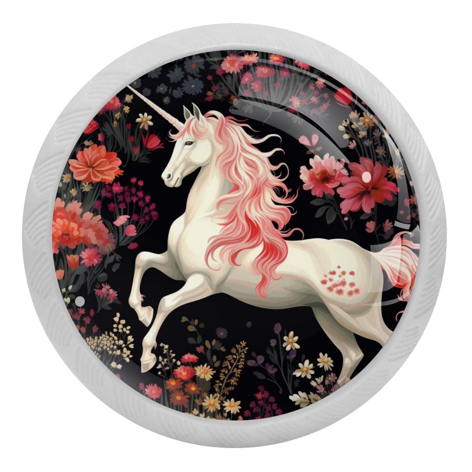 Unicorn Animals Pattern 4PCS Cabinet Knobs Pulls Fluorescent Drawer ...