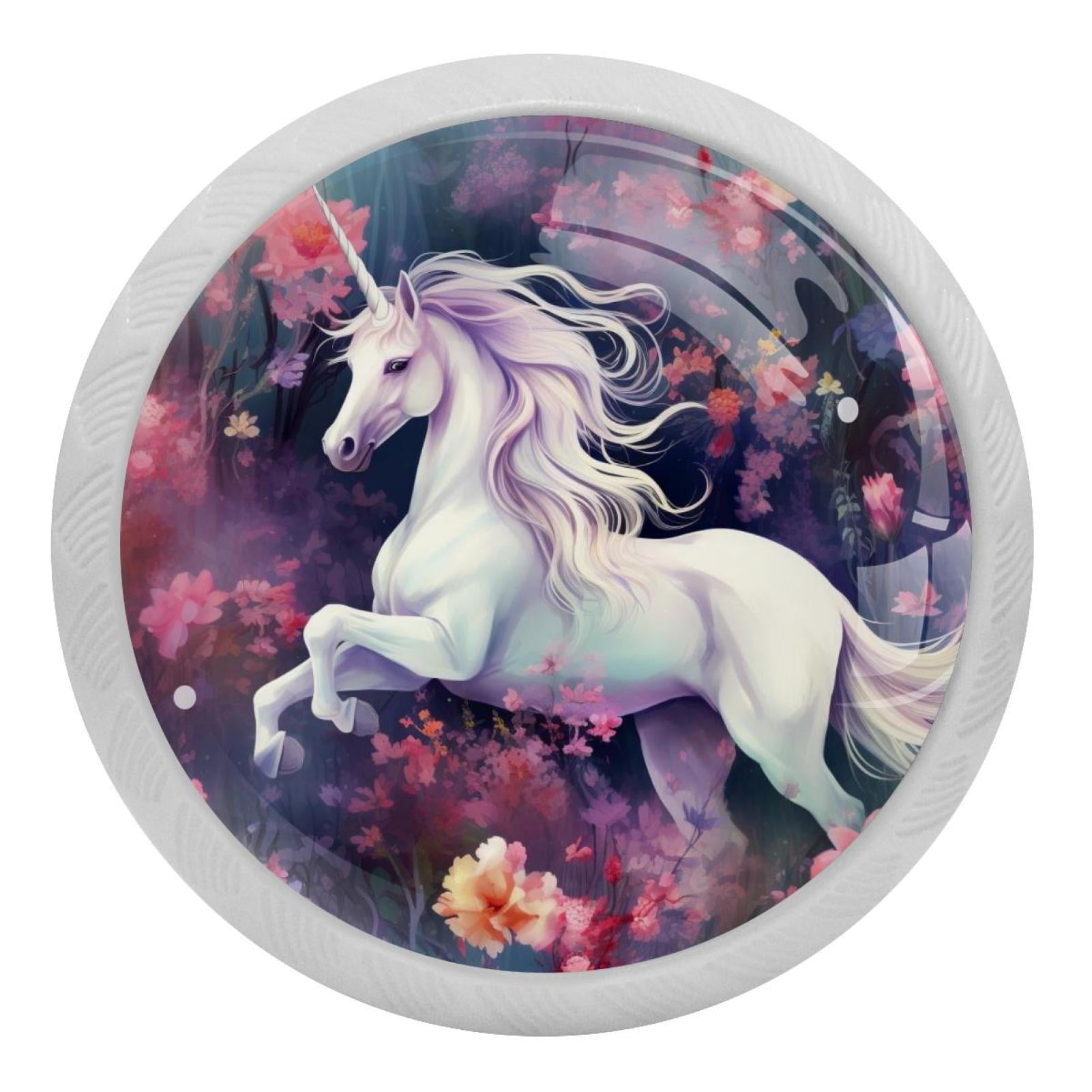 Unicorn Animals Pattern 4PCS Cabinet Knobs Pulls Fluorescent Drawer ...