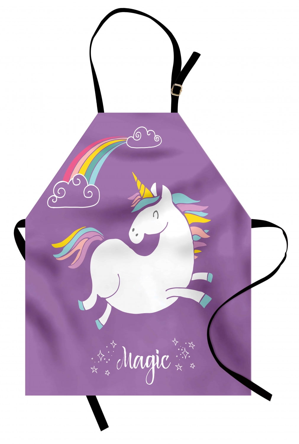 Unicorn Apron Mythical Animal with Clouds and Rainbow Figure Fairy Cute ...