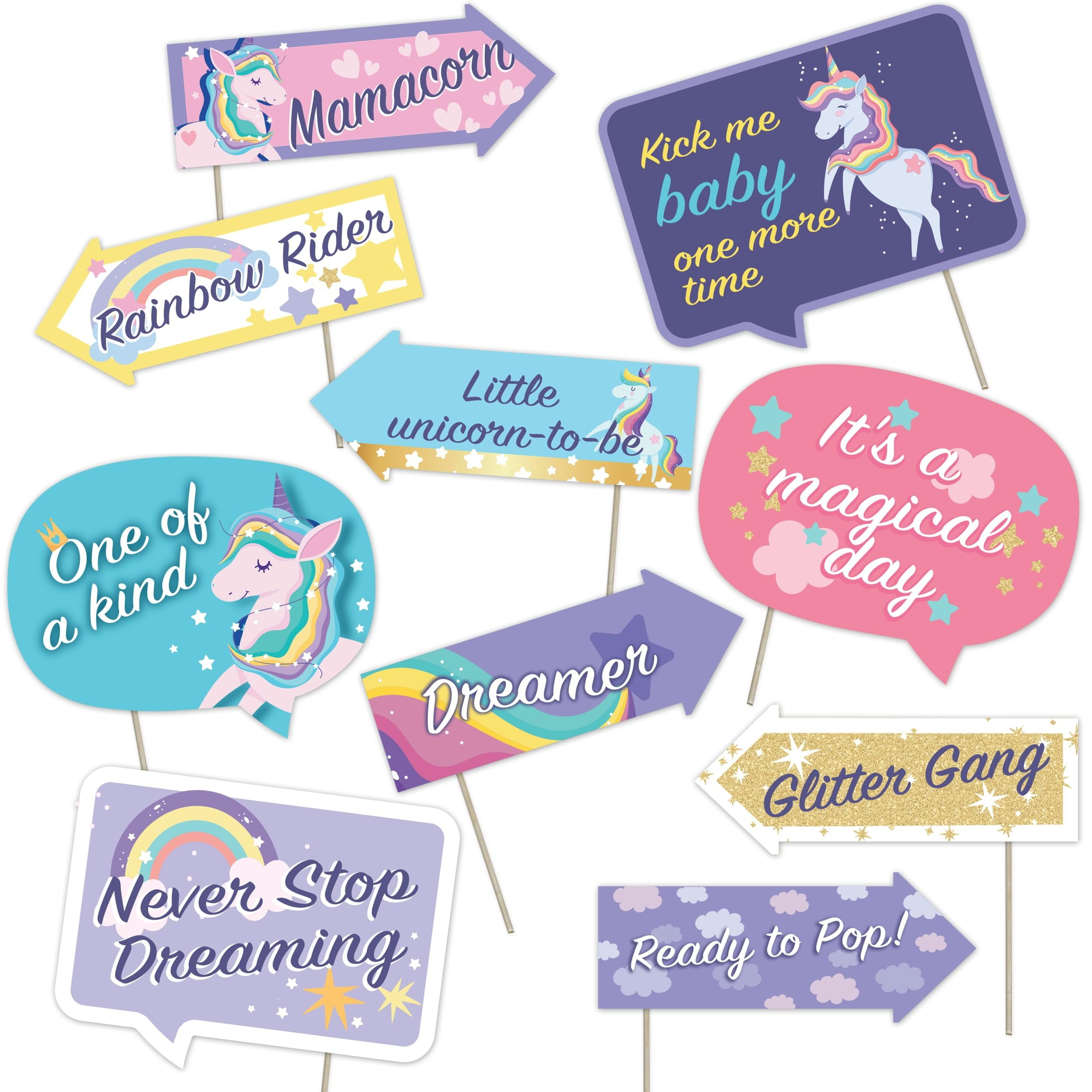 Unicorn Baby Shower Photo Booth Props - Party Supplies Boy Girl Funny ...