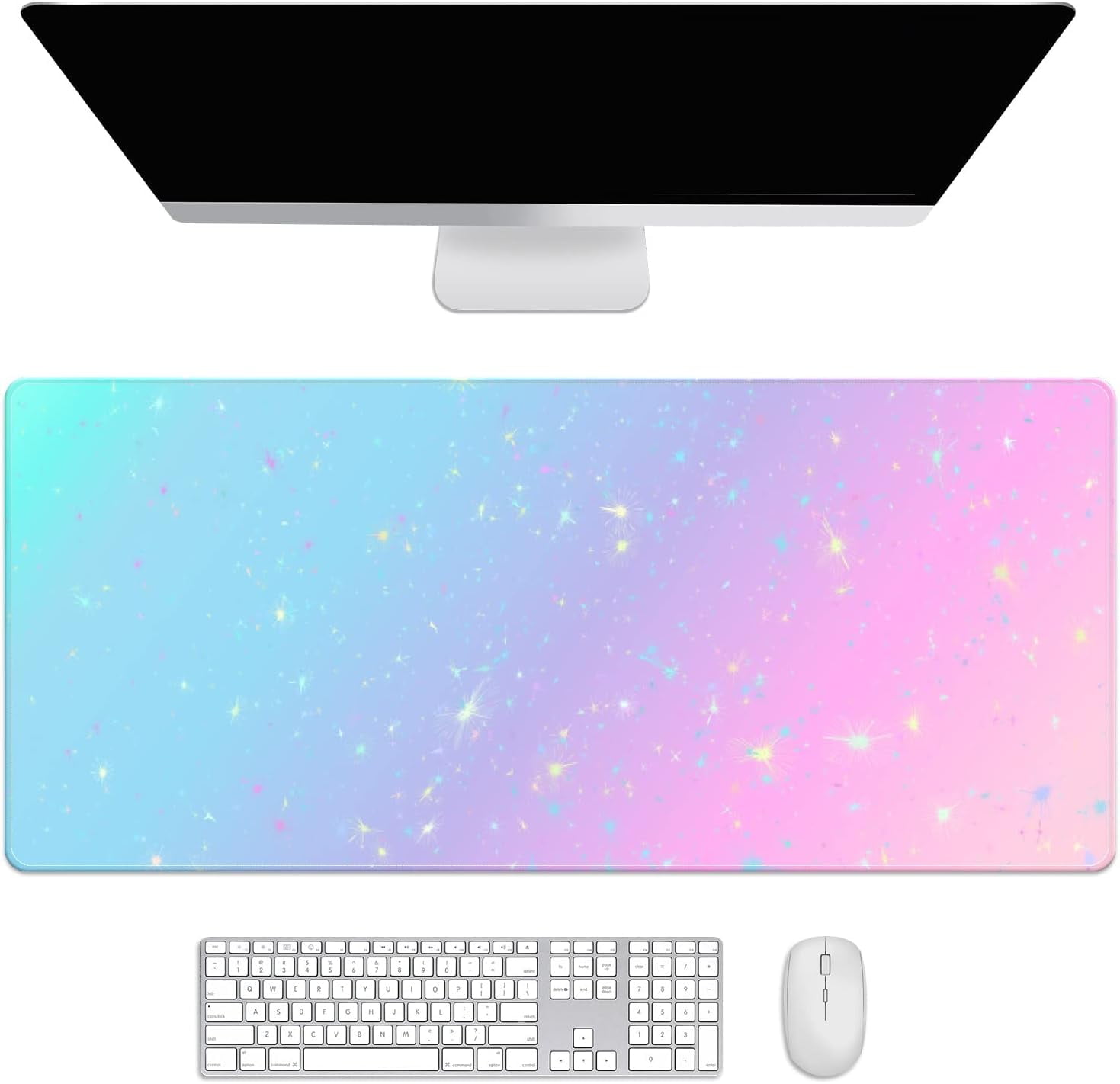 Unicorn Background with Rainbow Desk Mat, Desk Accessory, Cute ...