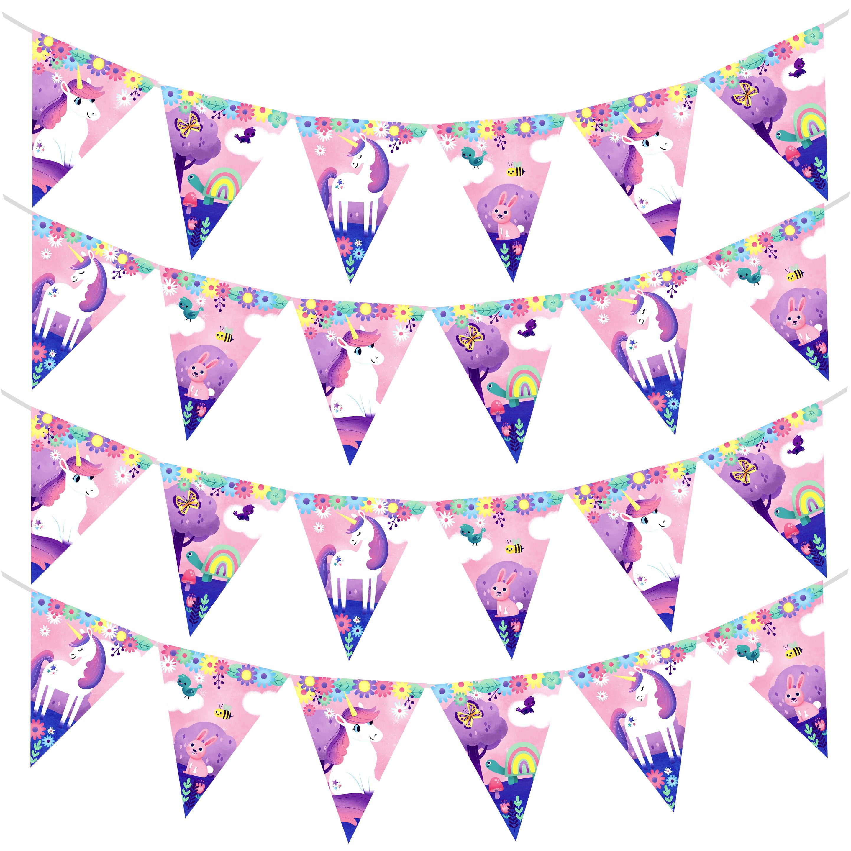 Unicorn Birthday Banner Pennant 2 Pack - Rainbow Unicorn Party Supplies ...
