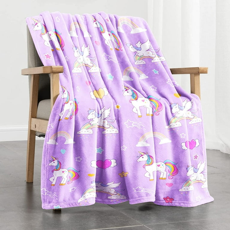 Unicorn Blanket for Girls Kids Toddler Soft Fleece Kids Throw Blankets for Napping at School or Bed 40x50 Inch Girls Throw Blankets Unicorn Gifts for Birthday Christmas Unicorn Purple Walmart