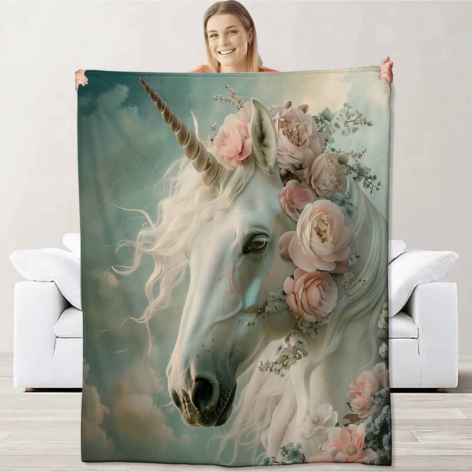 Unicorn Blanket for Girls Women Kids, Flannel Unicorn Blankets Gifts ...