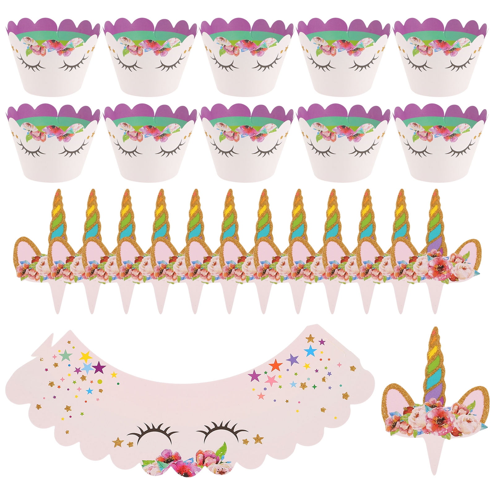 Unicorn Cake Cupcake Wrappers 24 Pcs Decorate Dessert Party Supplies ...