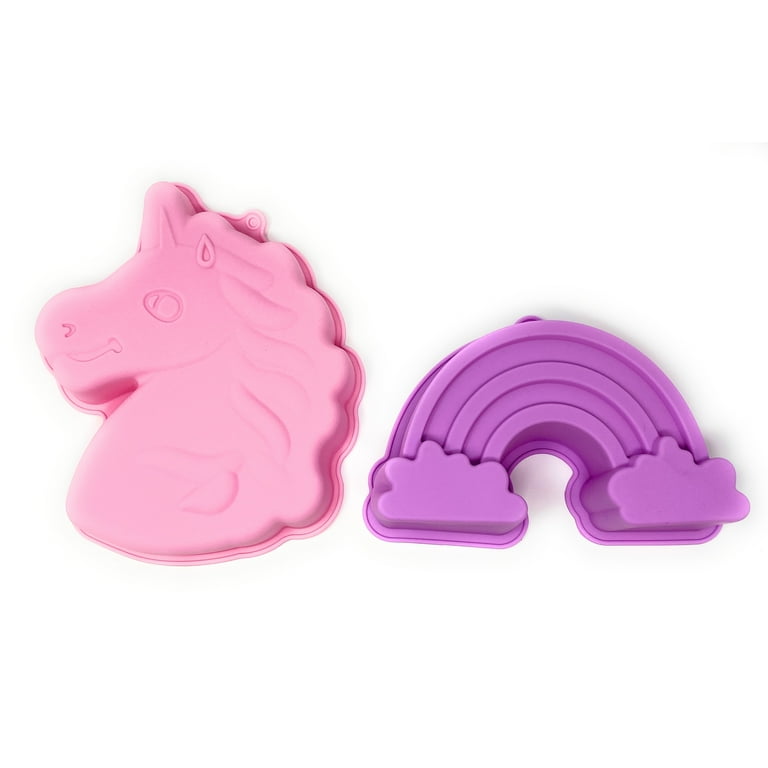 Unicorn Cake Pan Mold 3D And Rainbow Cake Pan Silicone Unicorn Cake Mold Set for Girls Unicorn Birthday Party Colors May Vary