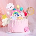 Unicorn Cake Topper, Qoadwem 15pcs Unicorn Rainbow Cake Toppers For ...