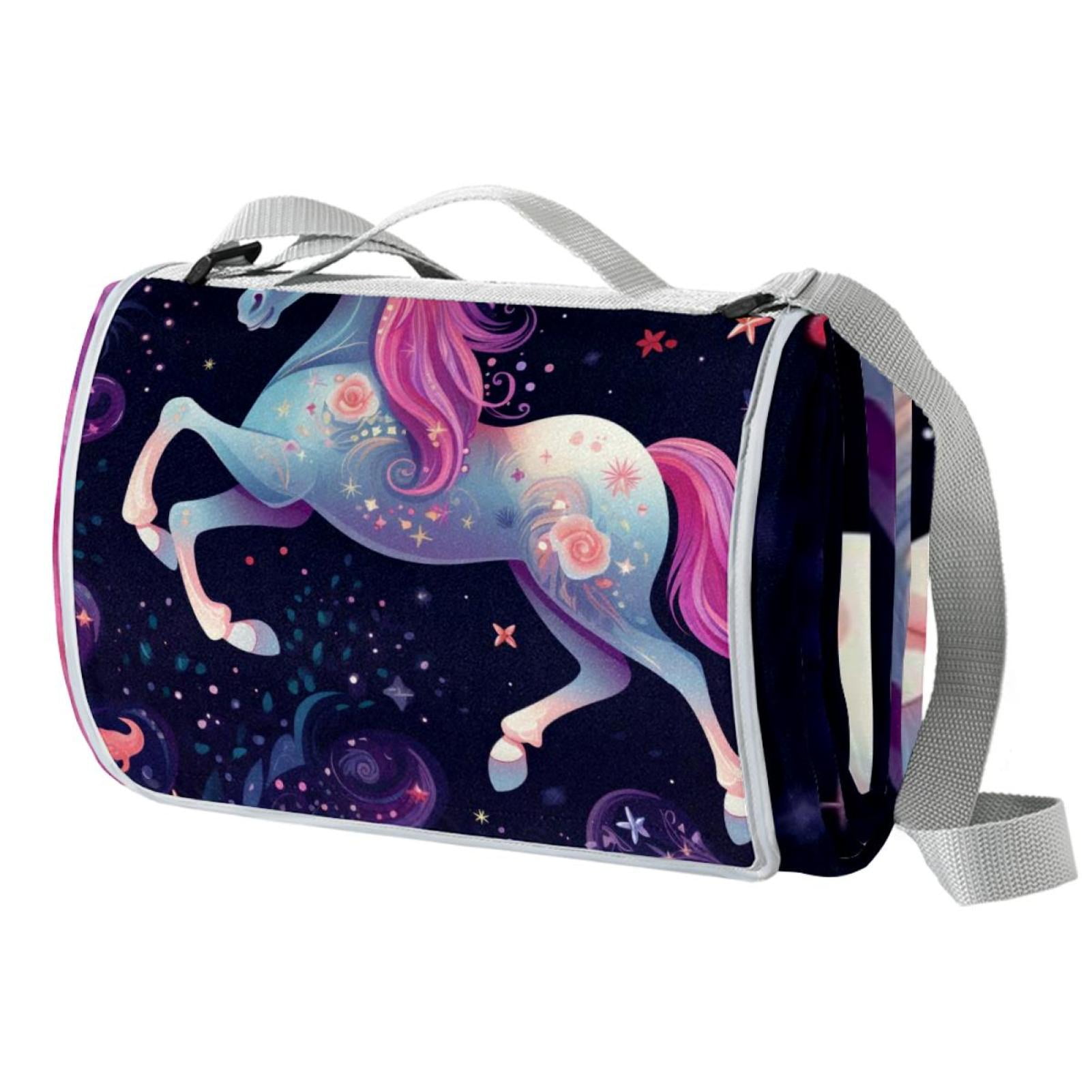 Unicorn Canvas Picnic Blanket Waterproof Foldable Outdoor Mat for Beach ...