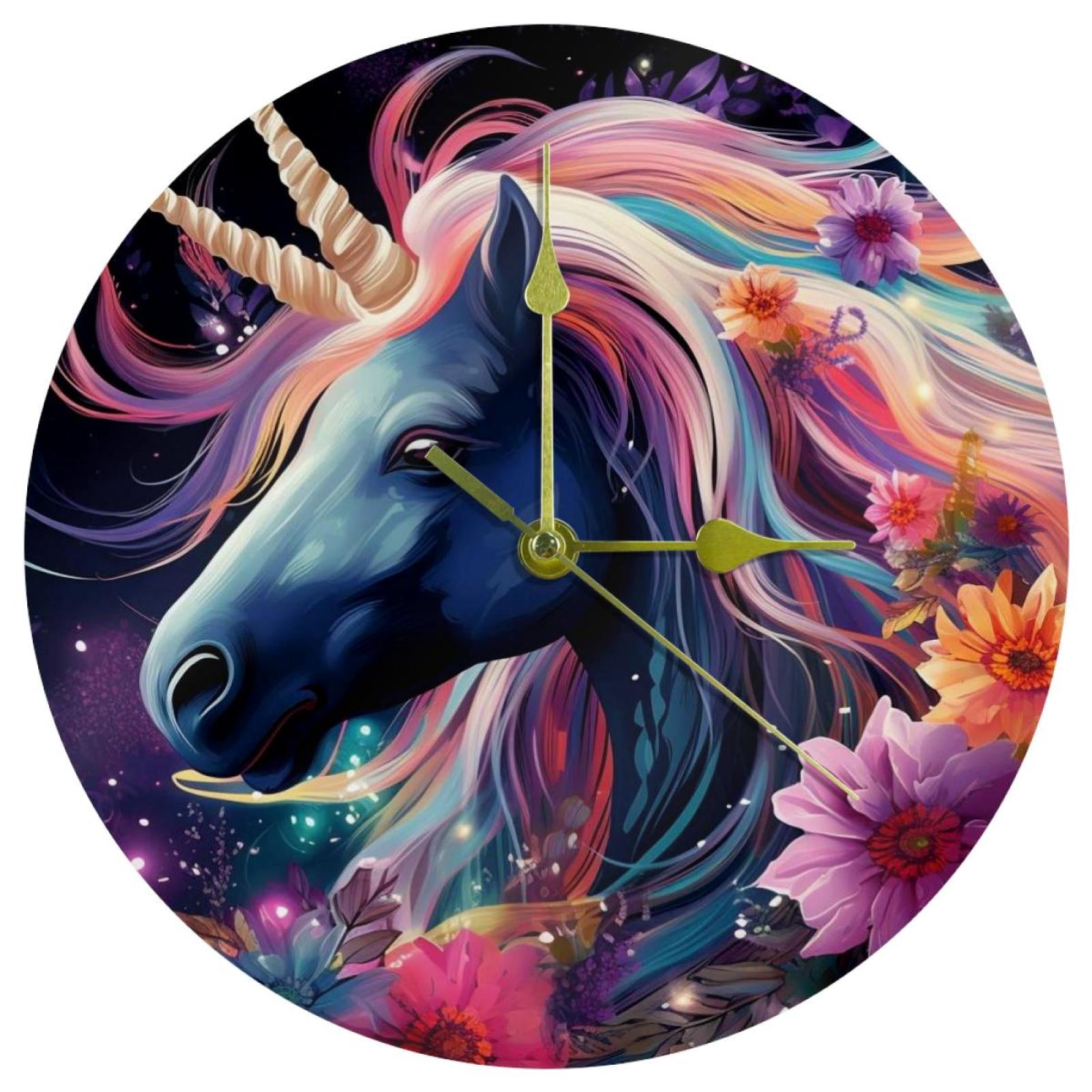 Unicorn Circular Acrylic Wall Clock – Contemporary Design, Silent ...