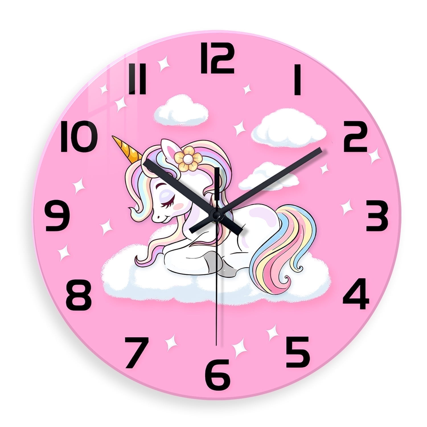 Unicorn Clock for Girls Bedroom - Pink Wall Clock Battery Operated 12 ...