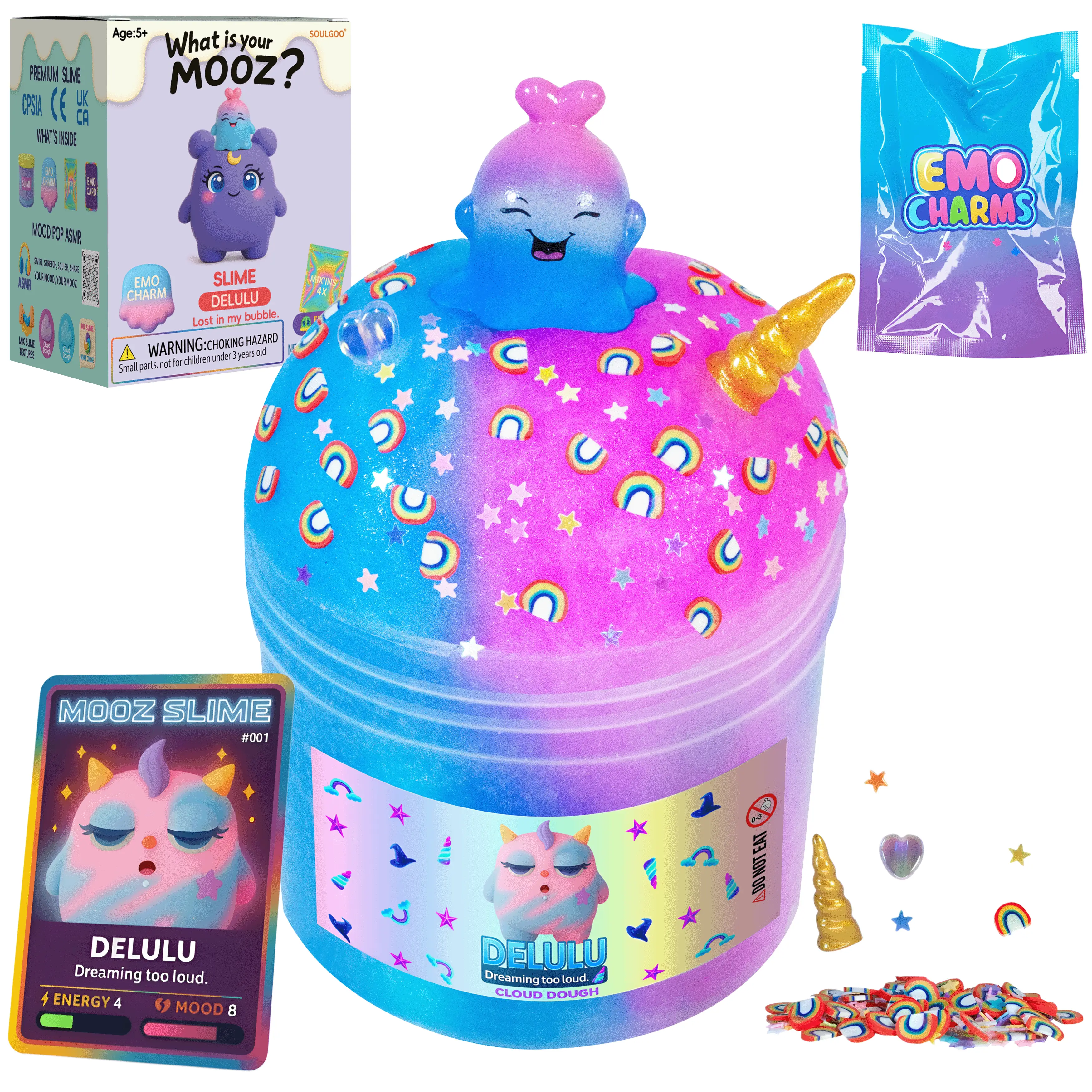 MOOZ Unicorn Cloud Slime Kit, Blue & Pink Scented, Non-Sticky, Ages 5 ...