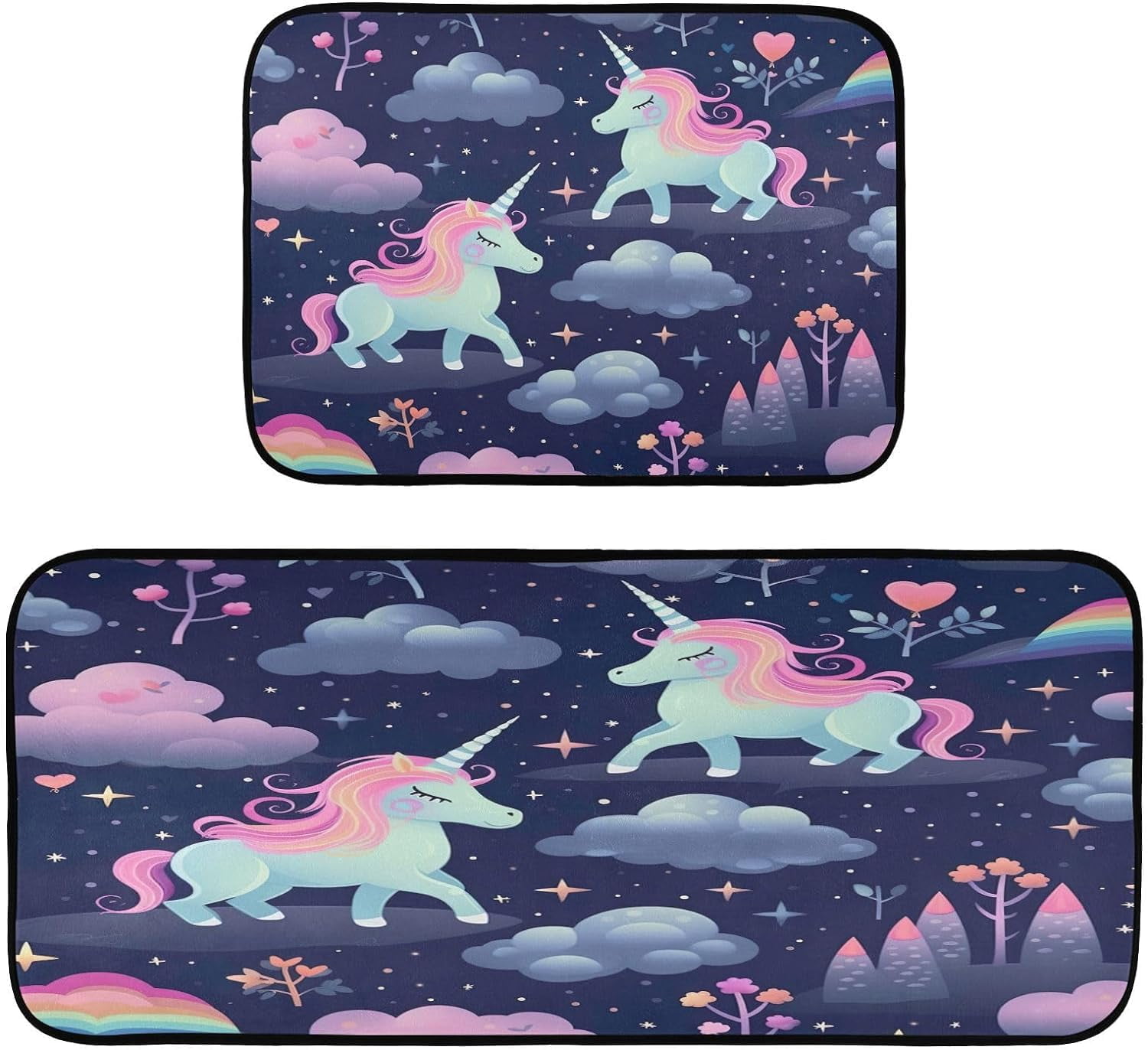 Unicorn in Clouds Anti Fatigue Mats for Kitchen Floor,Set of 2 Non Skid ...