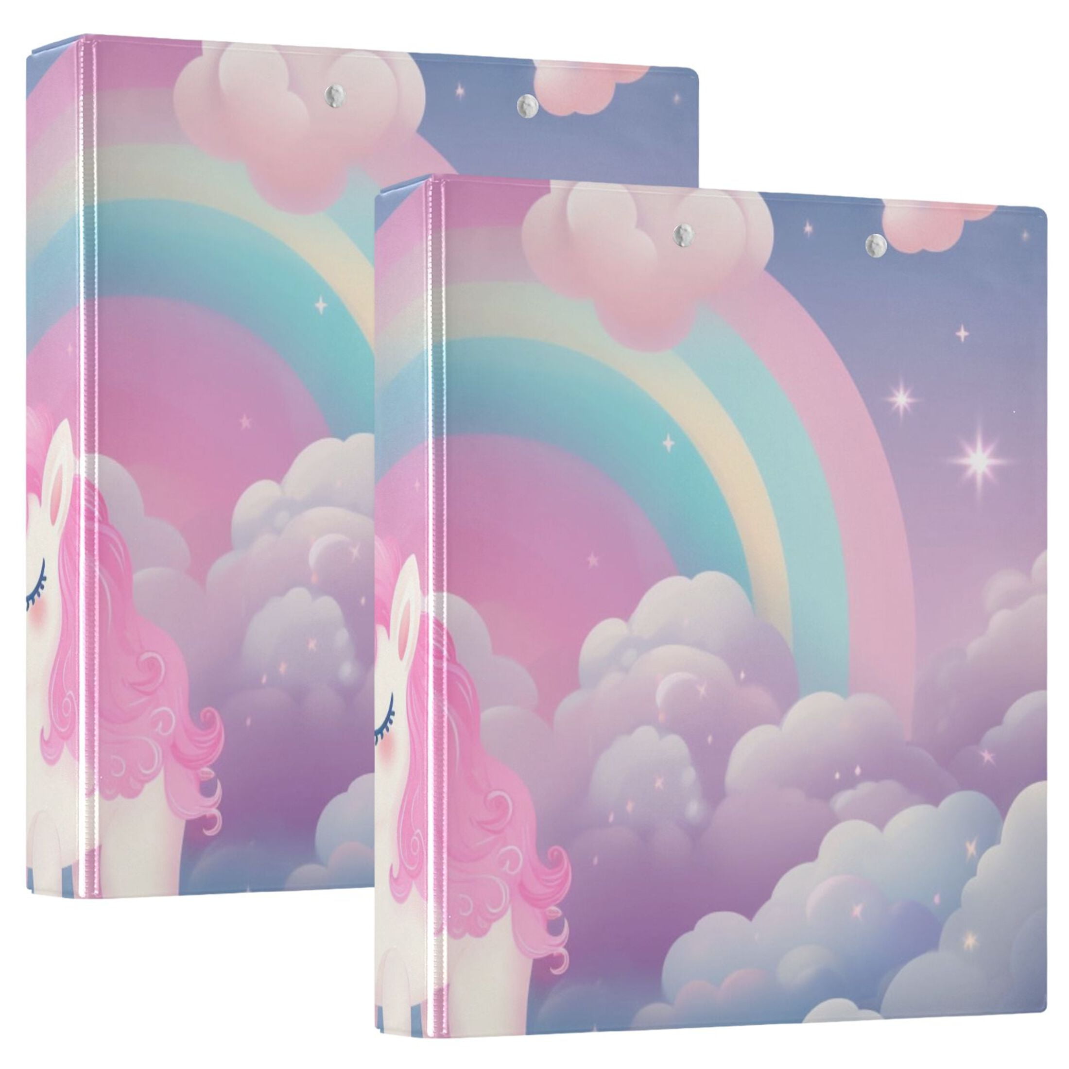 Unicorn Clouds in Rainbow 3 Ring Binders 1.5 inch Hardcover File ...
