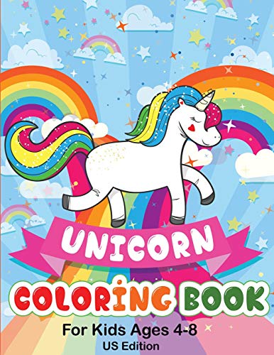 Pre-Owned Unicorn Coloring Book For Kids Ages 4-8 US Edition: 50 ...