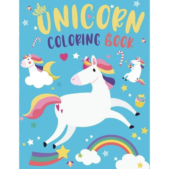 Unicorn Coloring Book: Large Magical Adorable Unicorn Fantasy Coloring ...