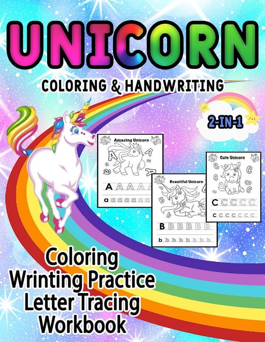 Unicorn Coloring & Handwriting 2 in 1: Unicorn Handwriting Practice ...