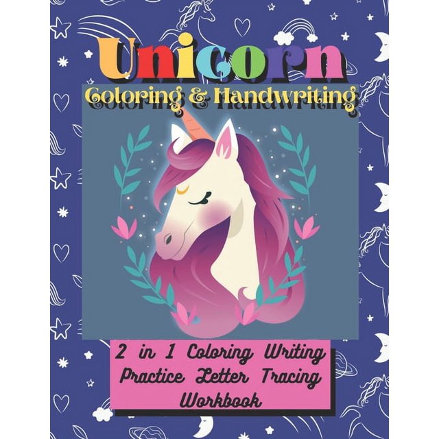 Unicorn Coloring & Handwriting 2 in 1 Coloring Writing Practice letter ...