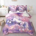 Unicorn Comforter Set - 7 Pieces Bed in a Bag Set,Pink Moon Galaxy Twin ...