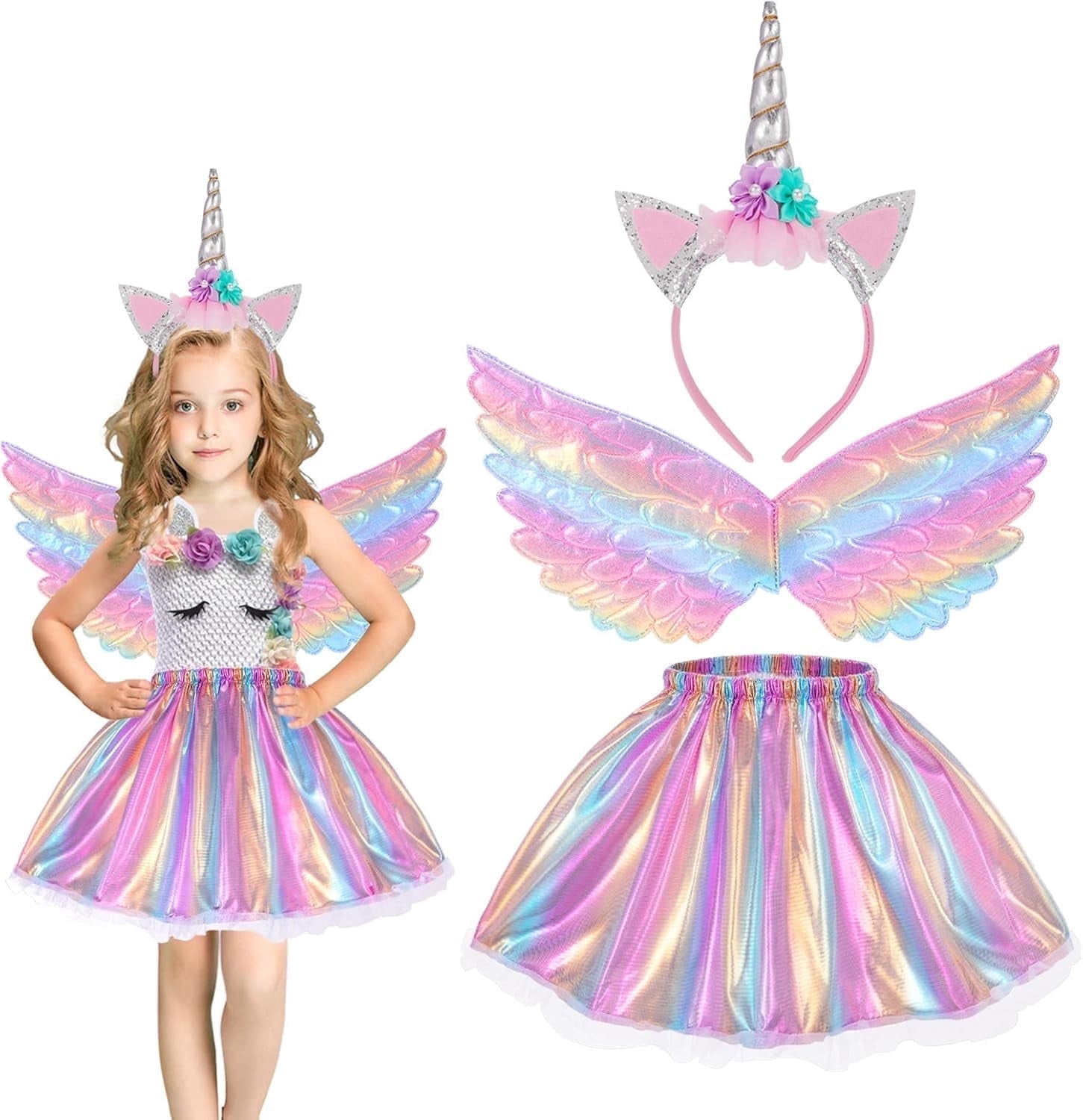 VETPW Unicorn Costume Kids Tutu Skirt for Girls Birthday Halloween ...