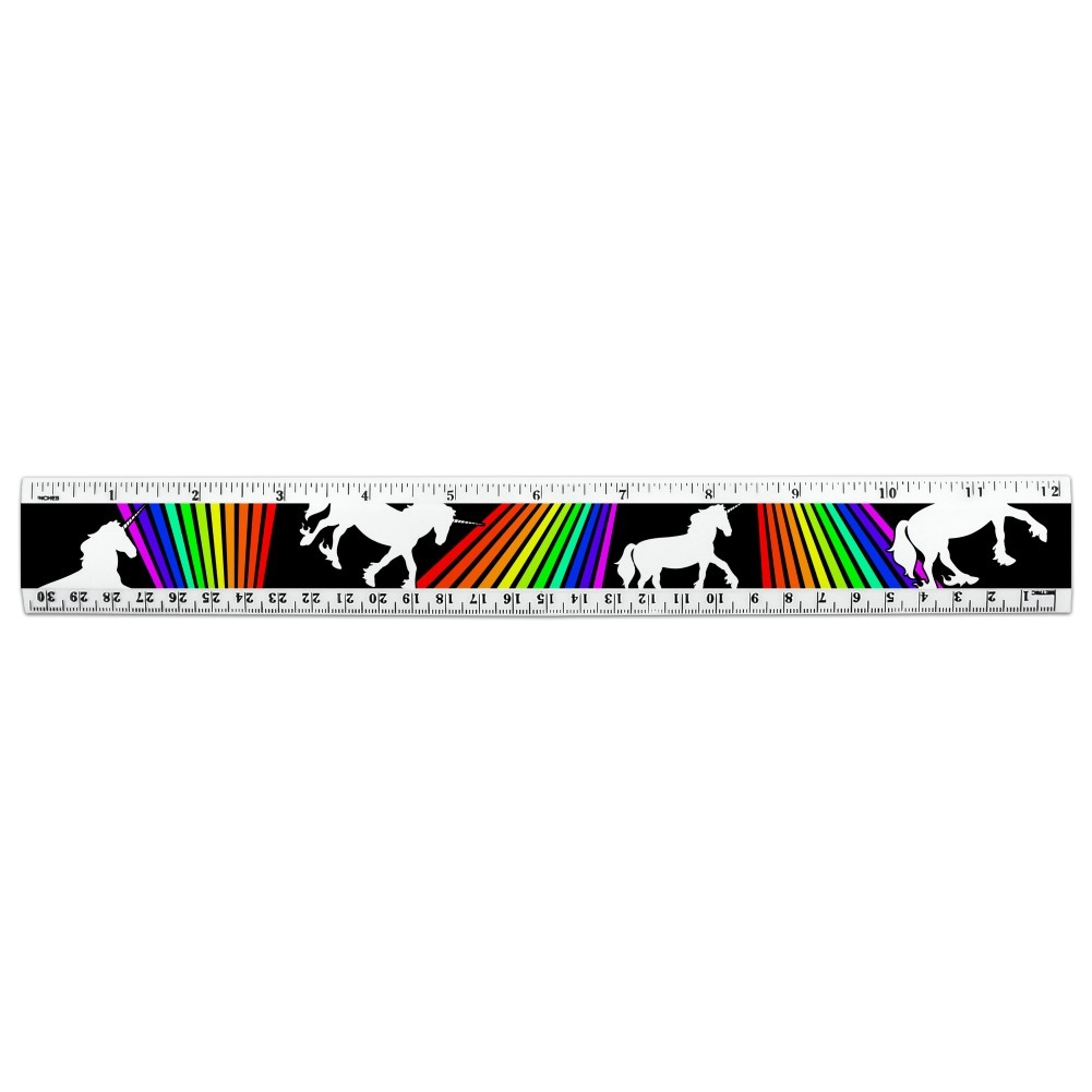Unicorn Crossing Rainbow 12 Inch Standard and Metric Plastic Ruler ...