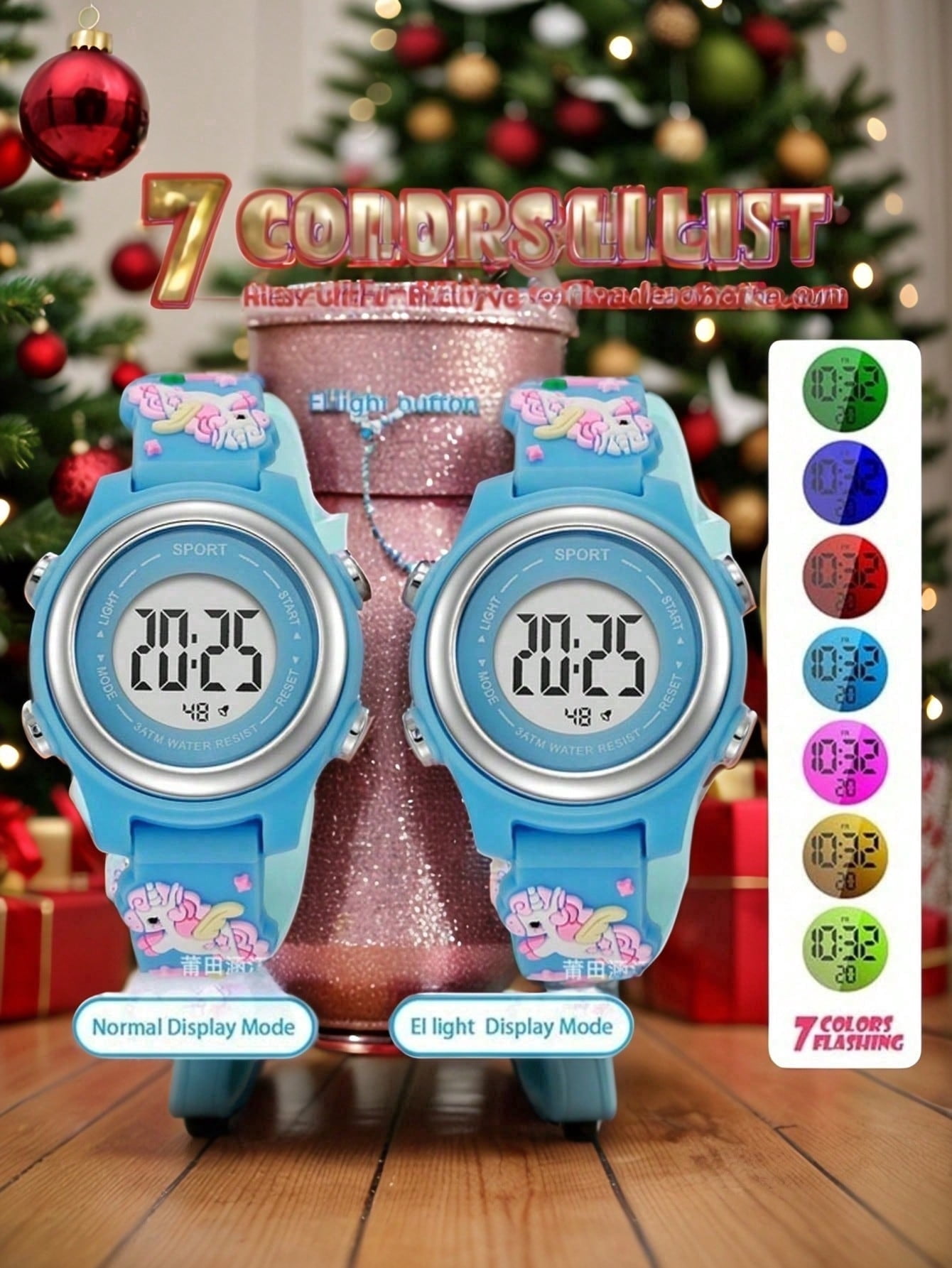 Unicorn Digital Kids Watch With 7-Color Light & 30M Waterproof - Multi ...