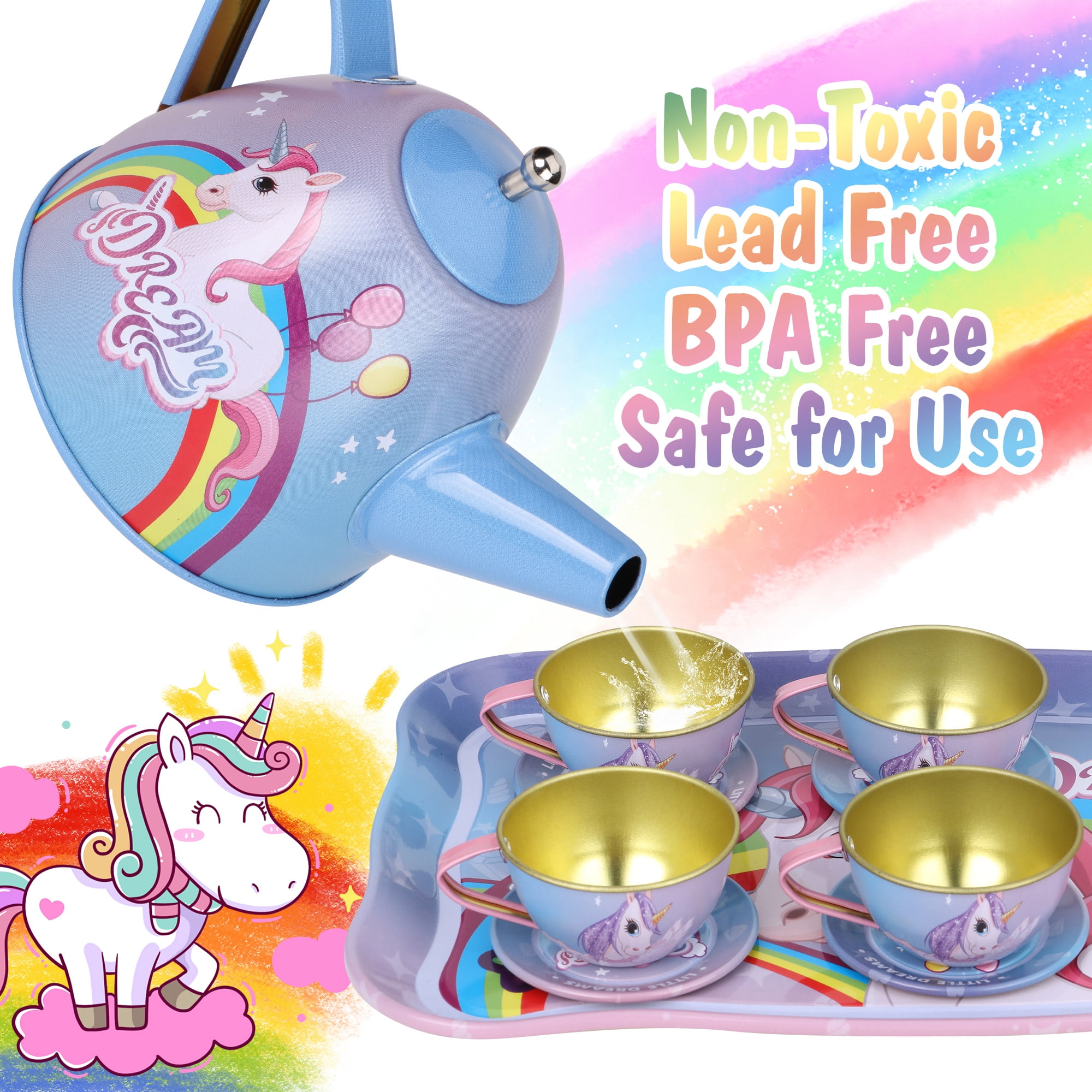 Unicorn Dinosaur Tea Set for Llittle Girls Boys Tea Party Play Toy ...