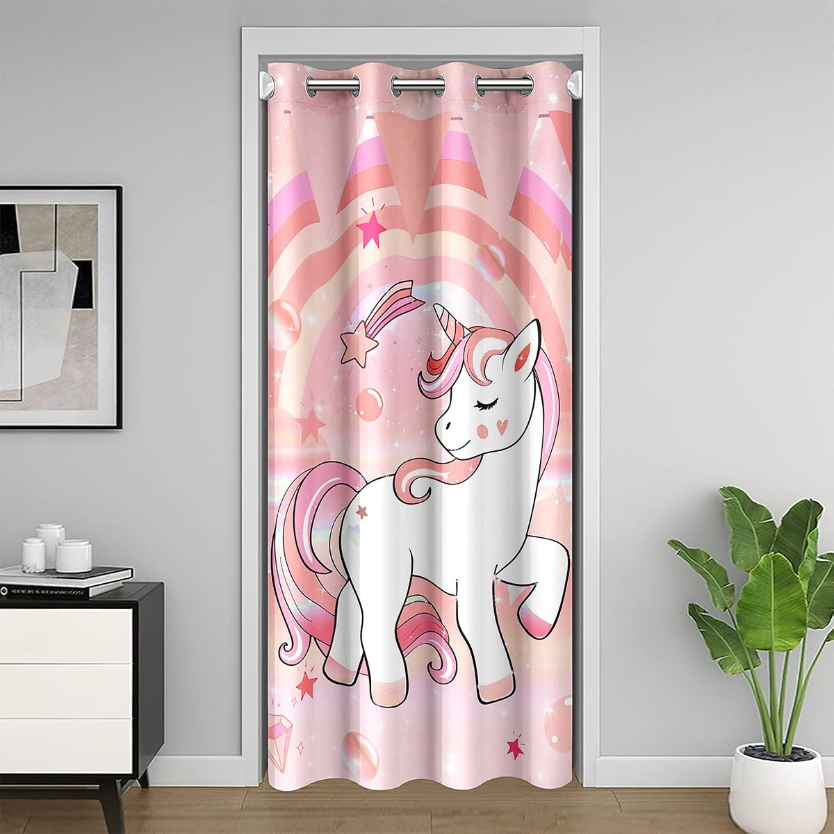 Unicorn Door Curtains for Doorways Privacy 52"W X 80"L Kawaii Rainbow ...