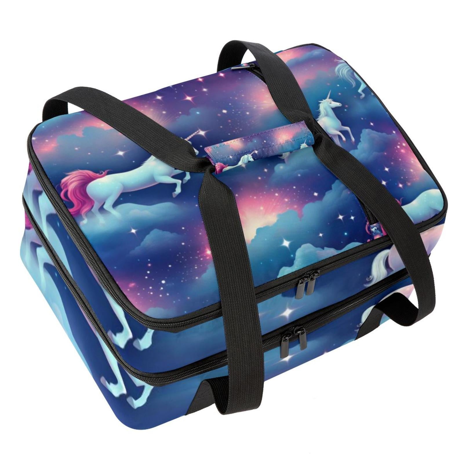 Unicorn Double Layered Insulated Lunch Bag with Two Compartments, Large ...