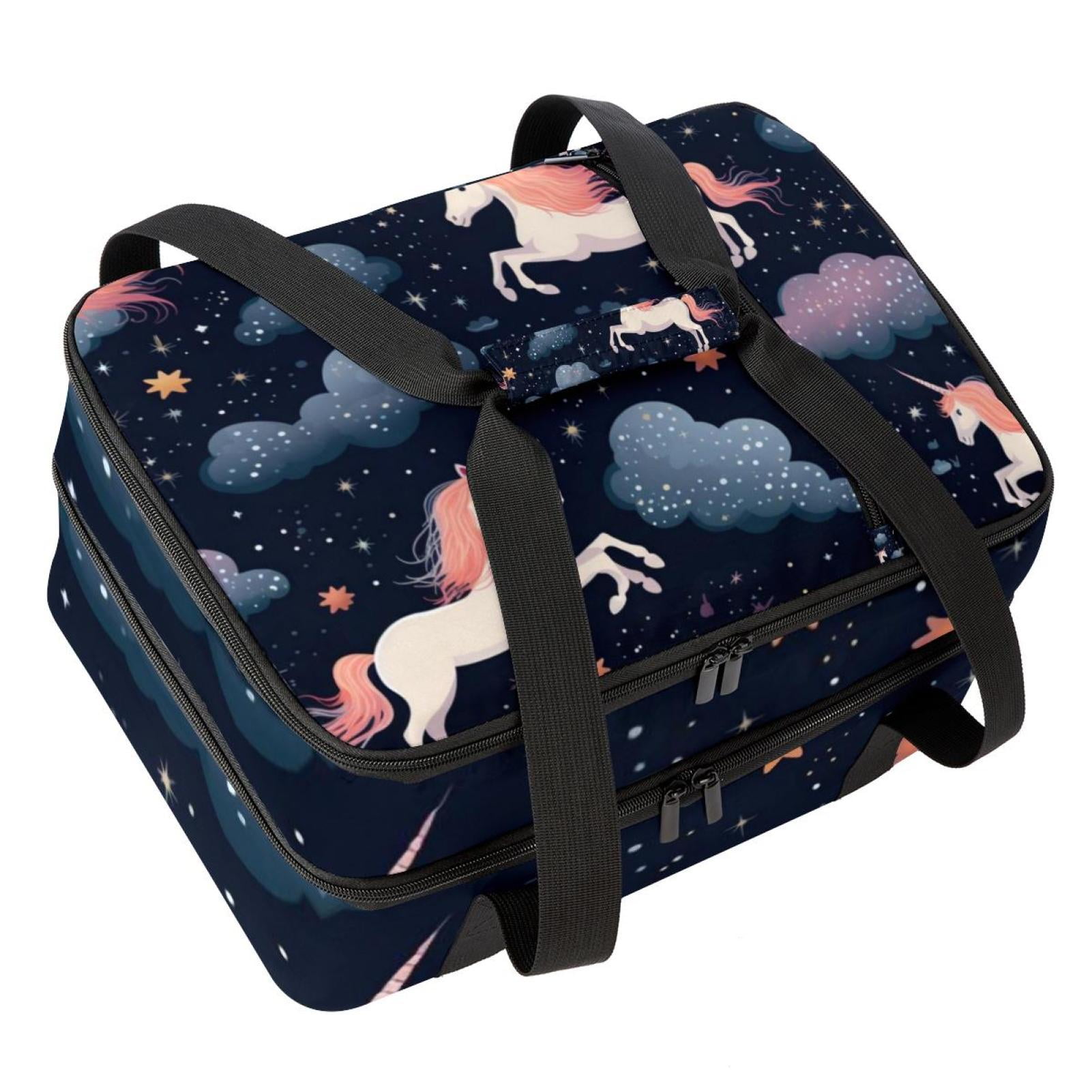 Unicorn Double Layered Insulated Lunch Bag with Two Compartments, Large ...