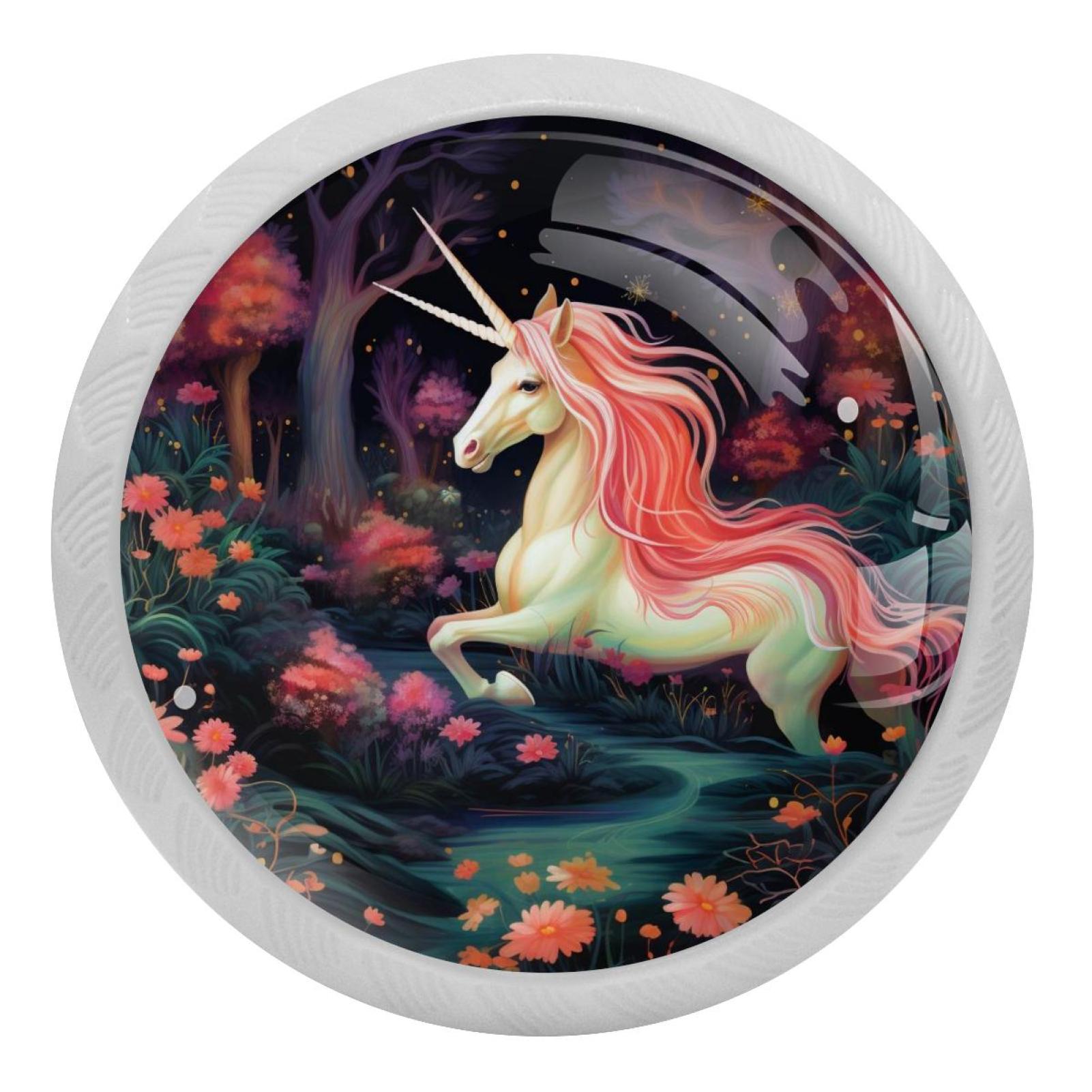 Unicorn Fluorescent Drawer Pulls with Screws - Round 4-Pack - Glow-in ...
