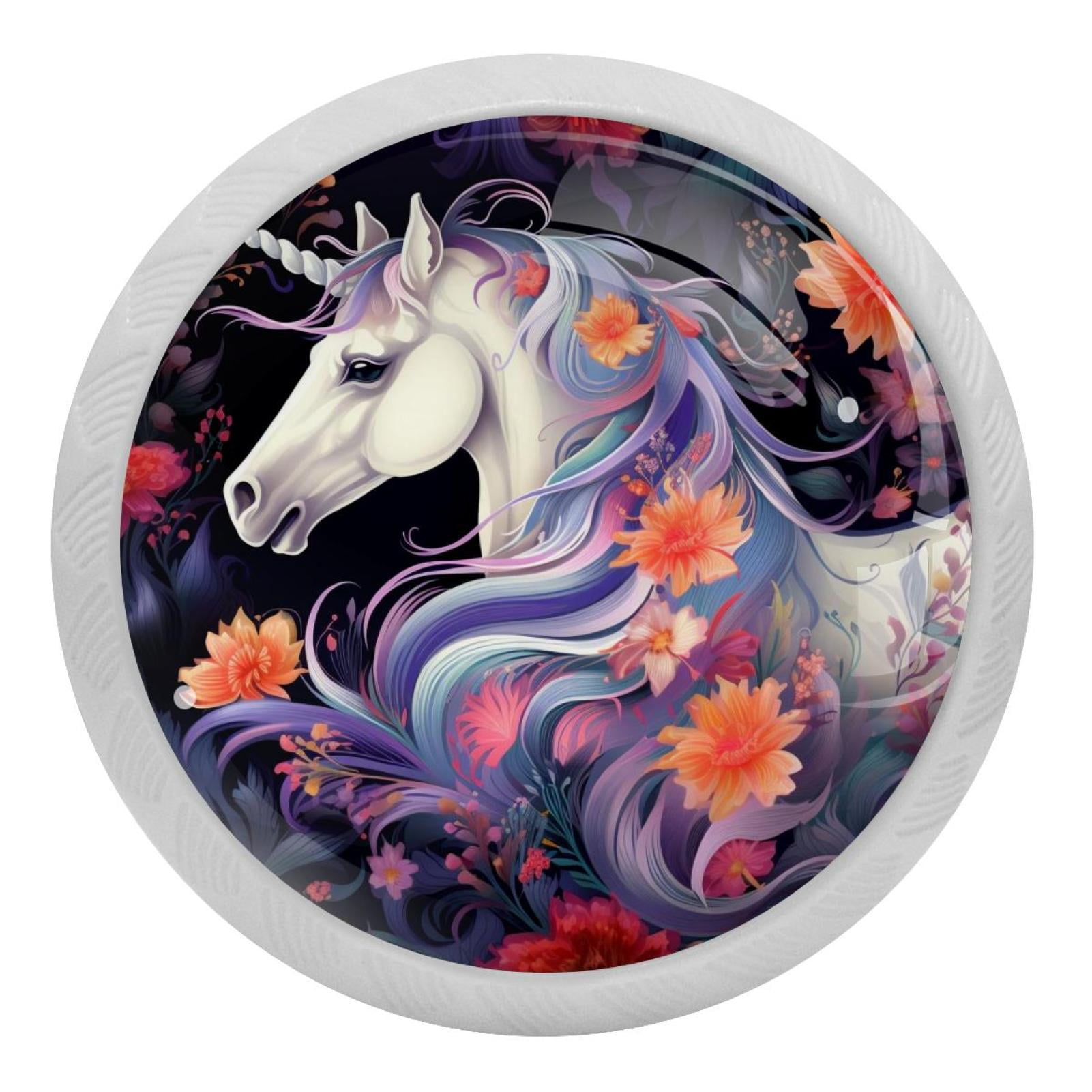 Unicorn Fluorescent Drawer Pulls with Screws, Round 4-Pack, Glow-in-the ...