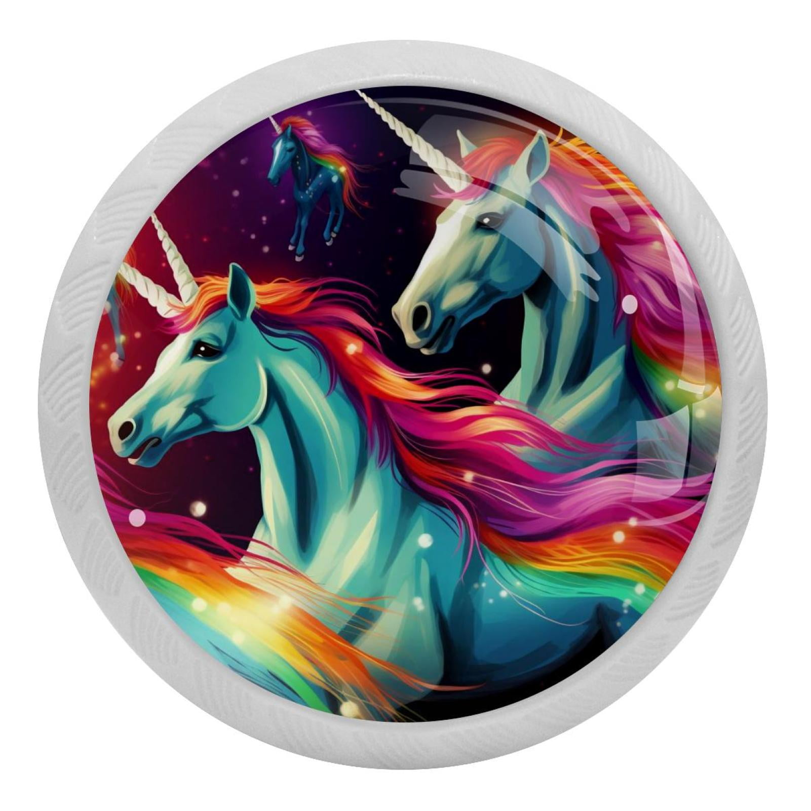 Unicorn Fluorescent Drawer Pulls with Screws, Round 4-Pack, Glow-in-the ...