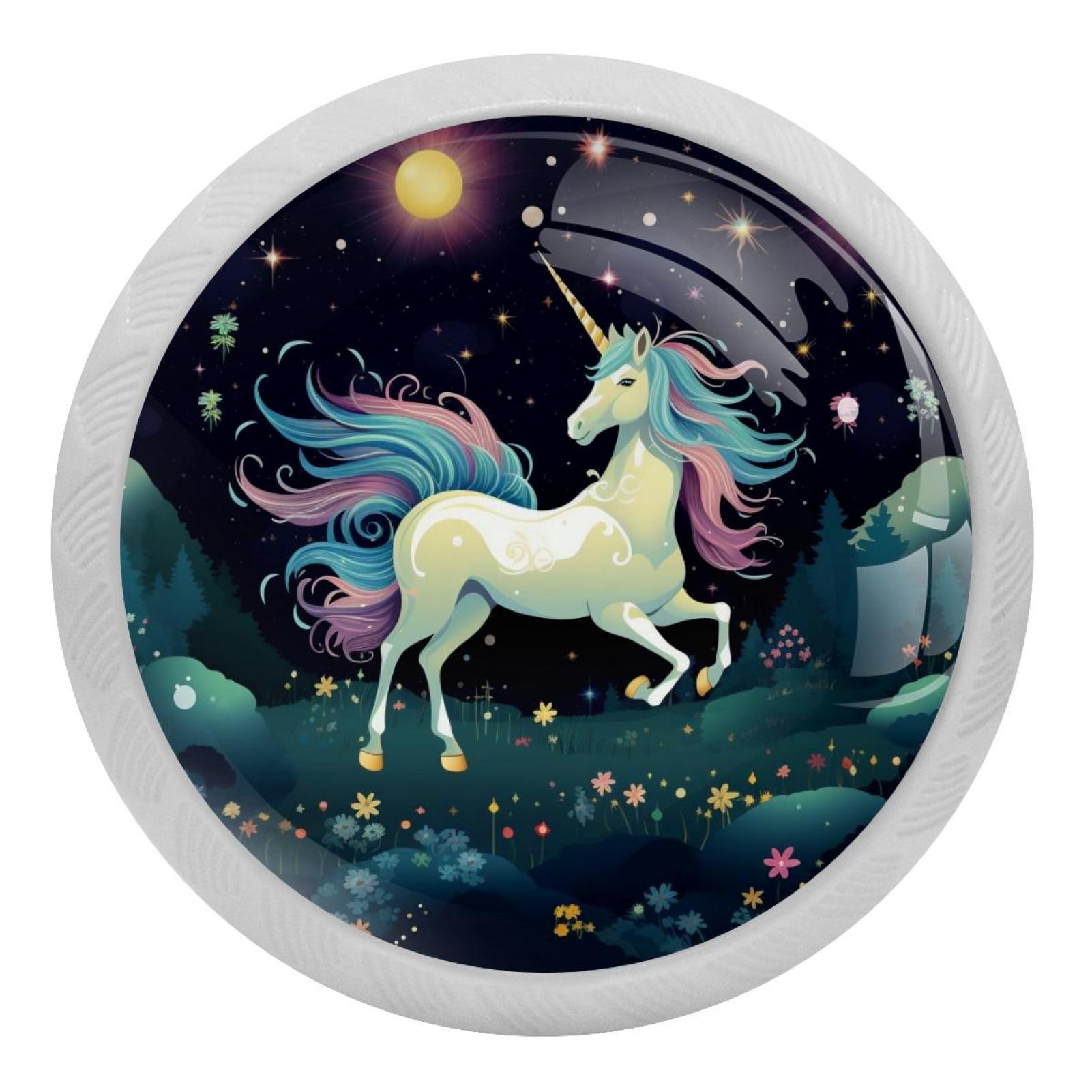 Unicorn Fluorescent Glow-in-the-Dark Cabinet Door Knobs - Round 4-Pack ...