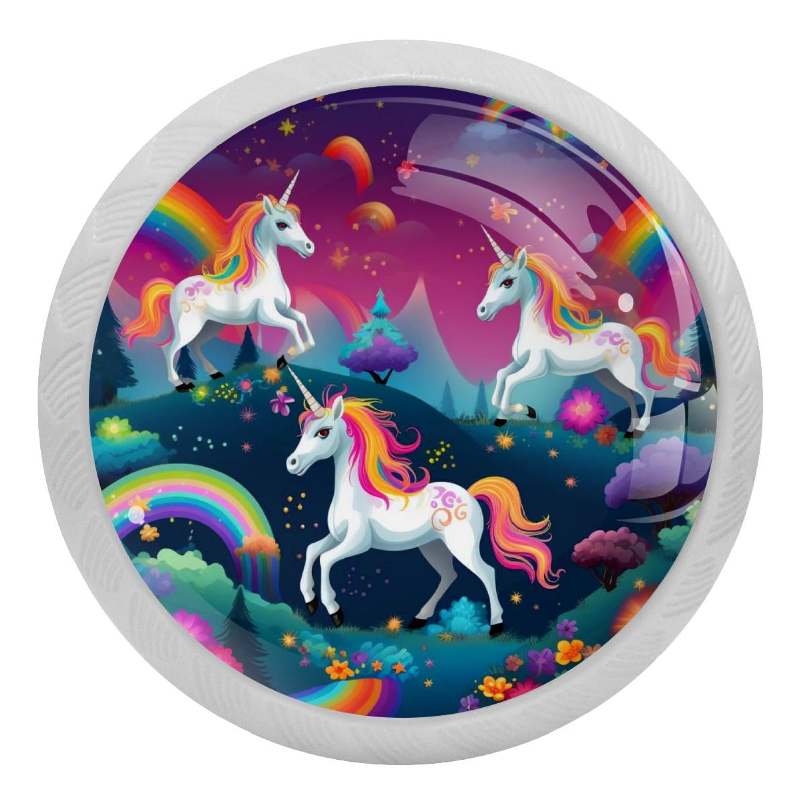 Unicorn Fluorescent Glow-in-the-Dark Drawer Pulls: 4-Pack Round Knobs ...