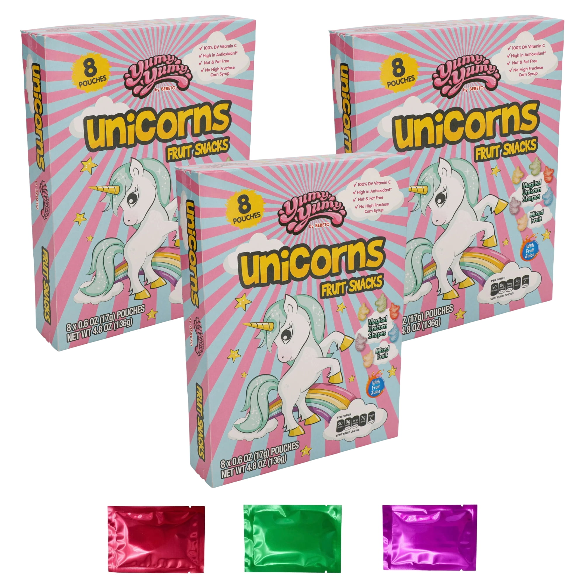 Unicorn Fruit Snacks Gummy Candy, Magical Unicorns Gummies 8 Pouches ...