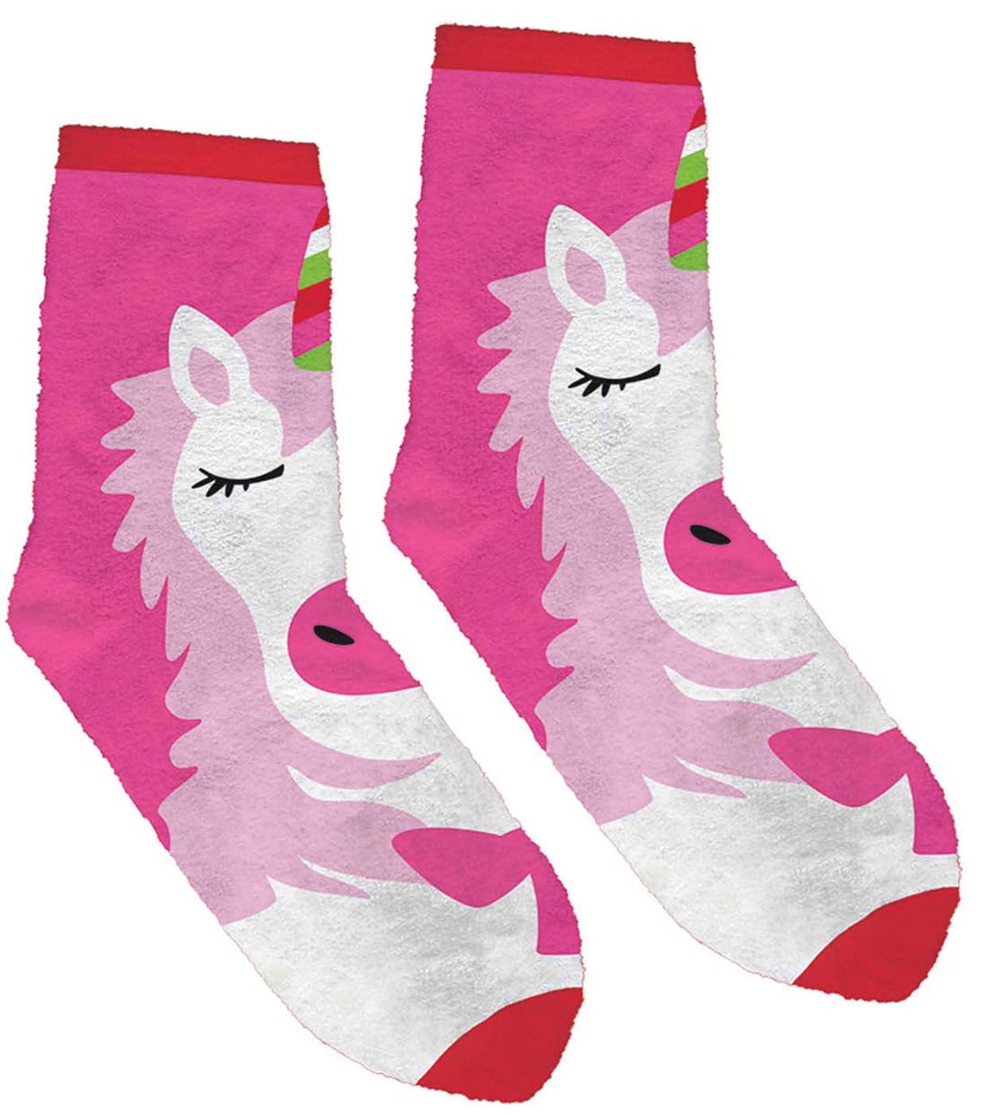 Unicorn Fuzzy Crew Adult Mythical Creature Fairytale Animal Socks ...