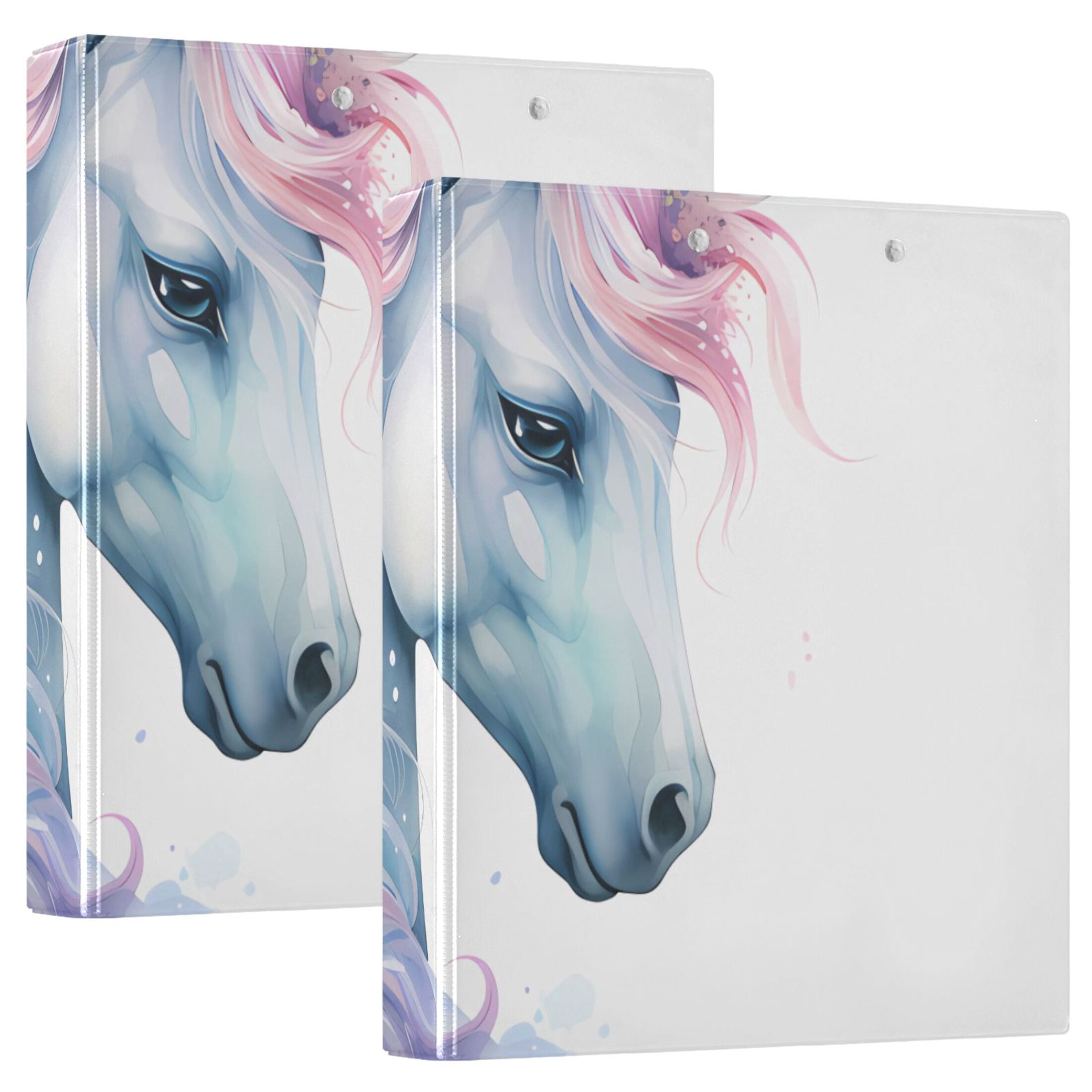 Unicorn Head 3 Ring Binders 1.5 inch Hardcover File Folders with ...